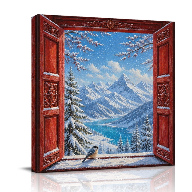 Canvas Wall Art, Open Window Framed Canvas Prints for Living Room ...