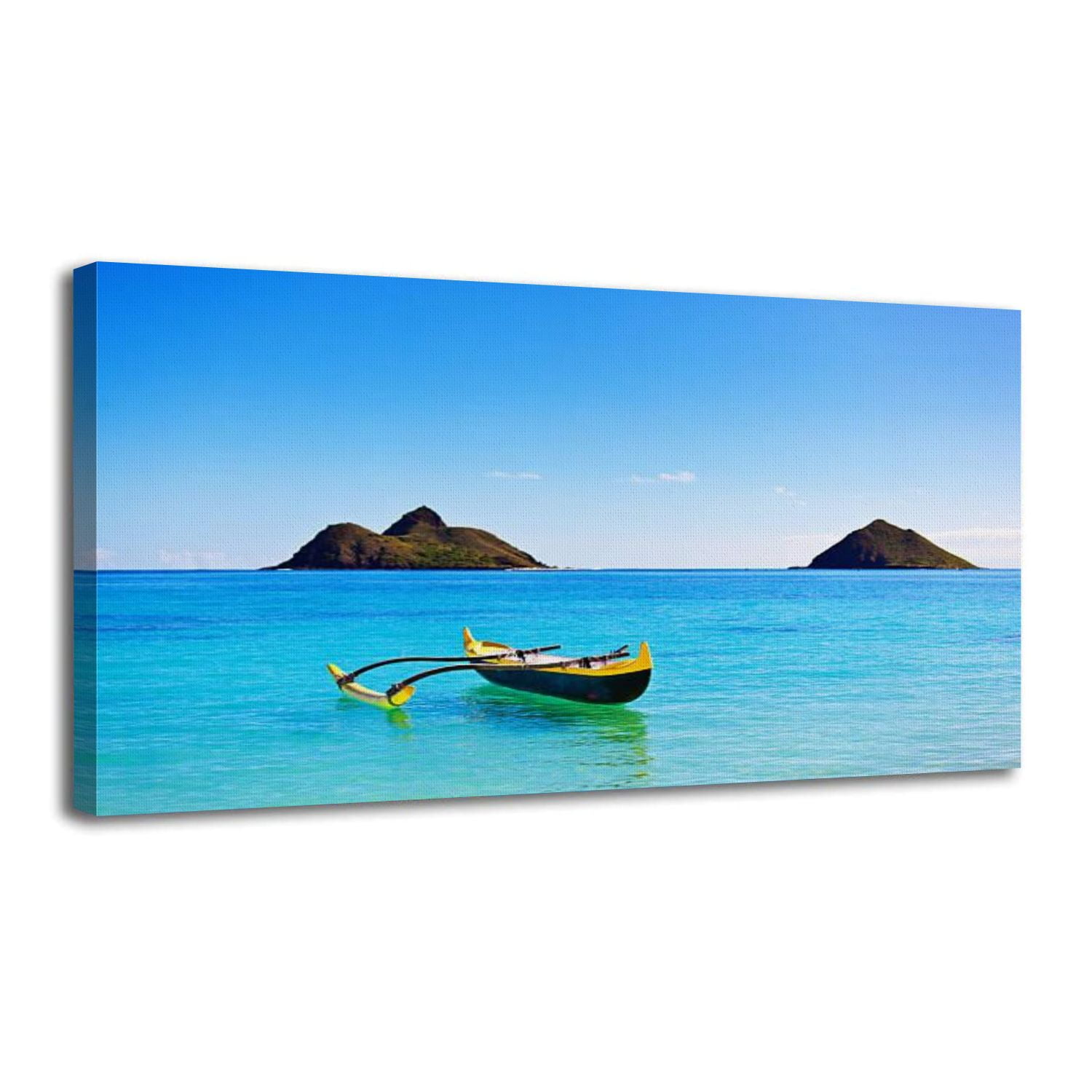 Canvas Wall Art Outrigger Canoe off Lanikai Beach Pacific Islands Oahu ...
