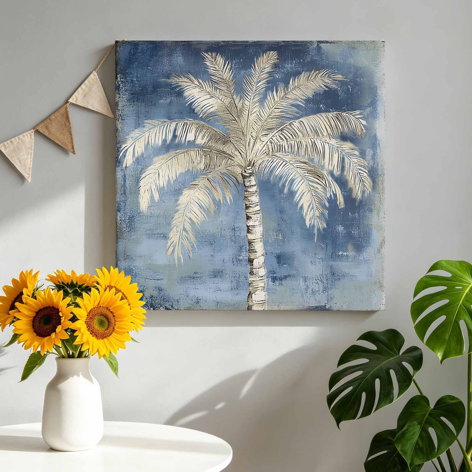 Canvas Wall Art Palm Tree Canvas Art Print Tropical Plant Summer Blue ...