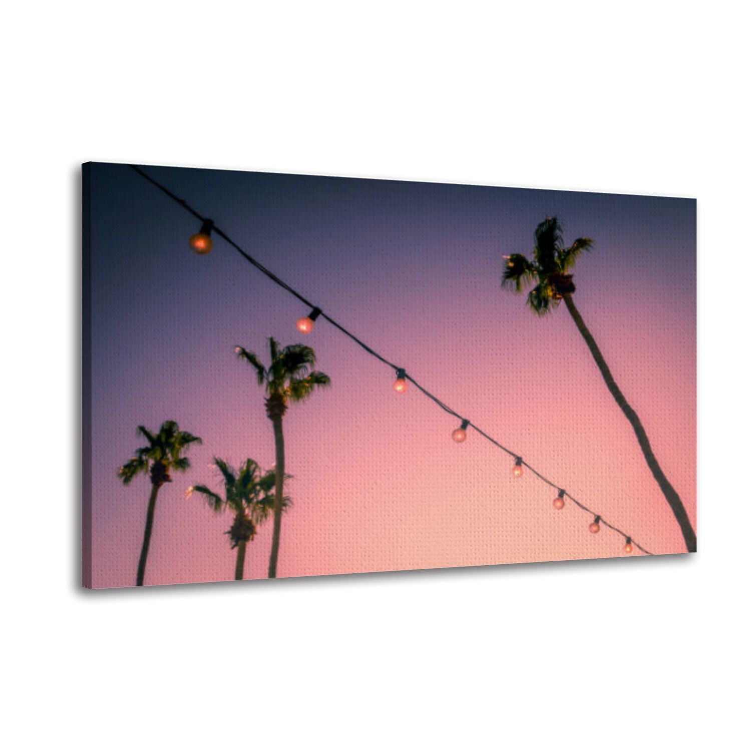 Canvas Wall Art Palm Trees String Party Lights Palm Springs Wall Decor ...