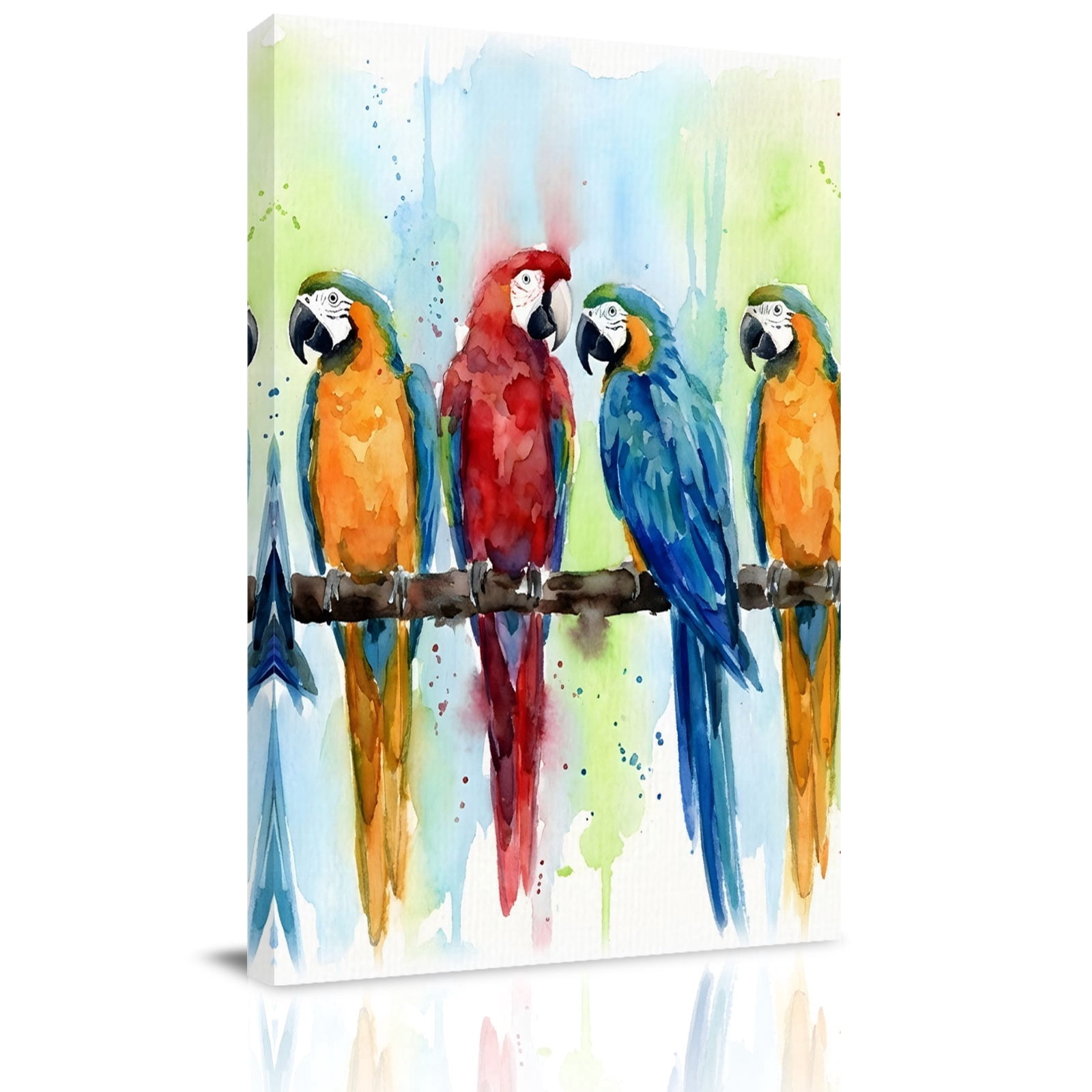 Canvas Wall Art Parrots Canvas Art Print Animals Branches Watercolor ...