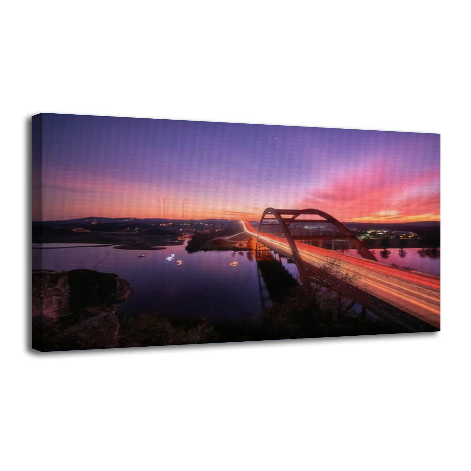 Canvas Wall Art Pennybacker Bridge aka Bridge Austin Texas Sunset Wall ...