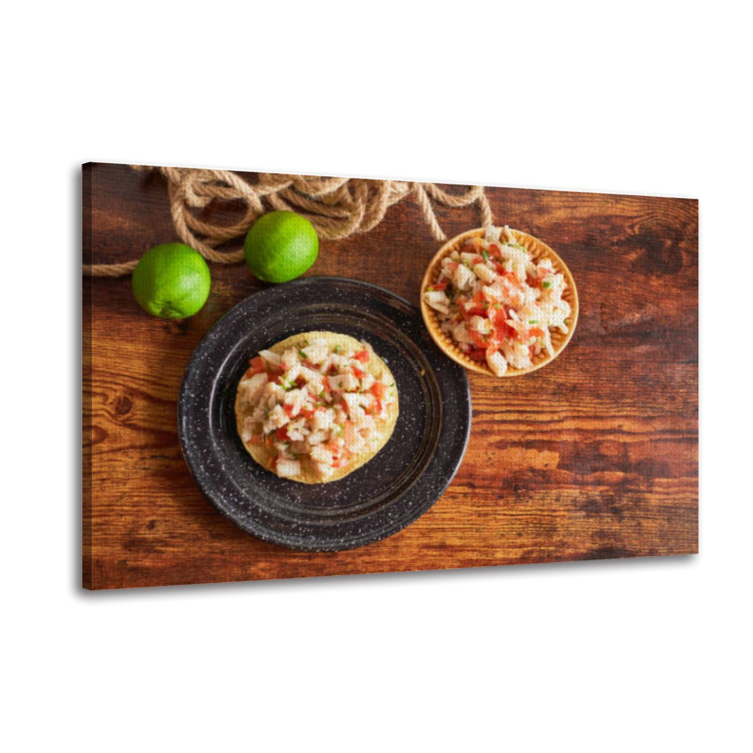 Canvas Wall Art Peruvian mexican toast fish ceviche Top View Wall Decor ...
