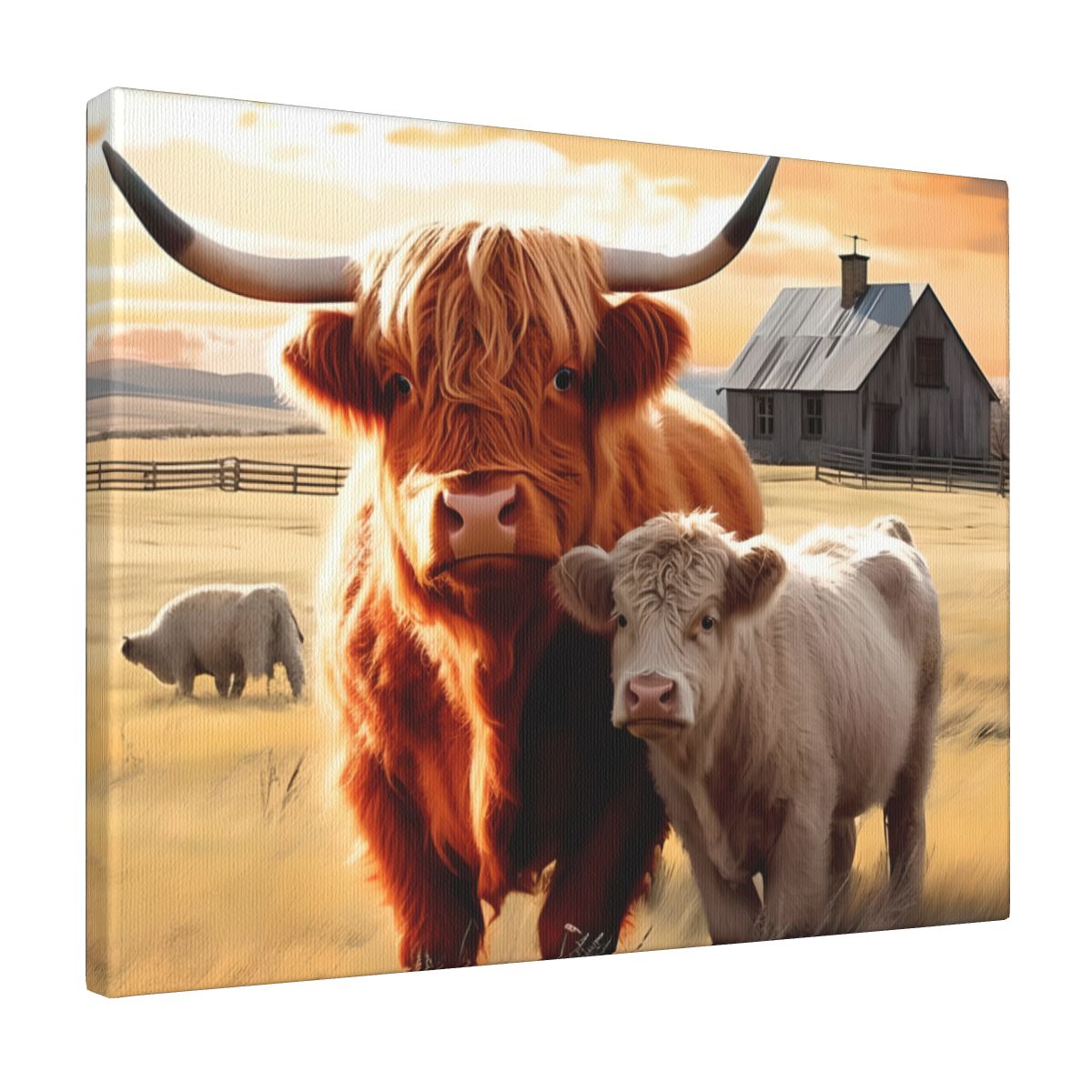 Canvas Wall Art Picture Highland Cow Canvas Wall Art for Living Room ...