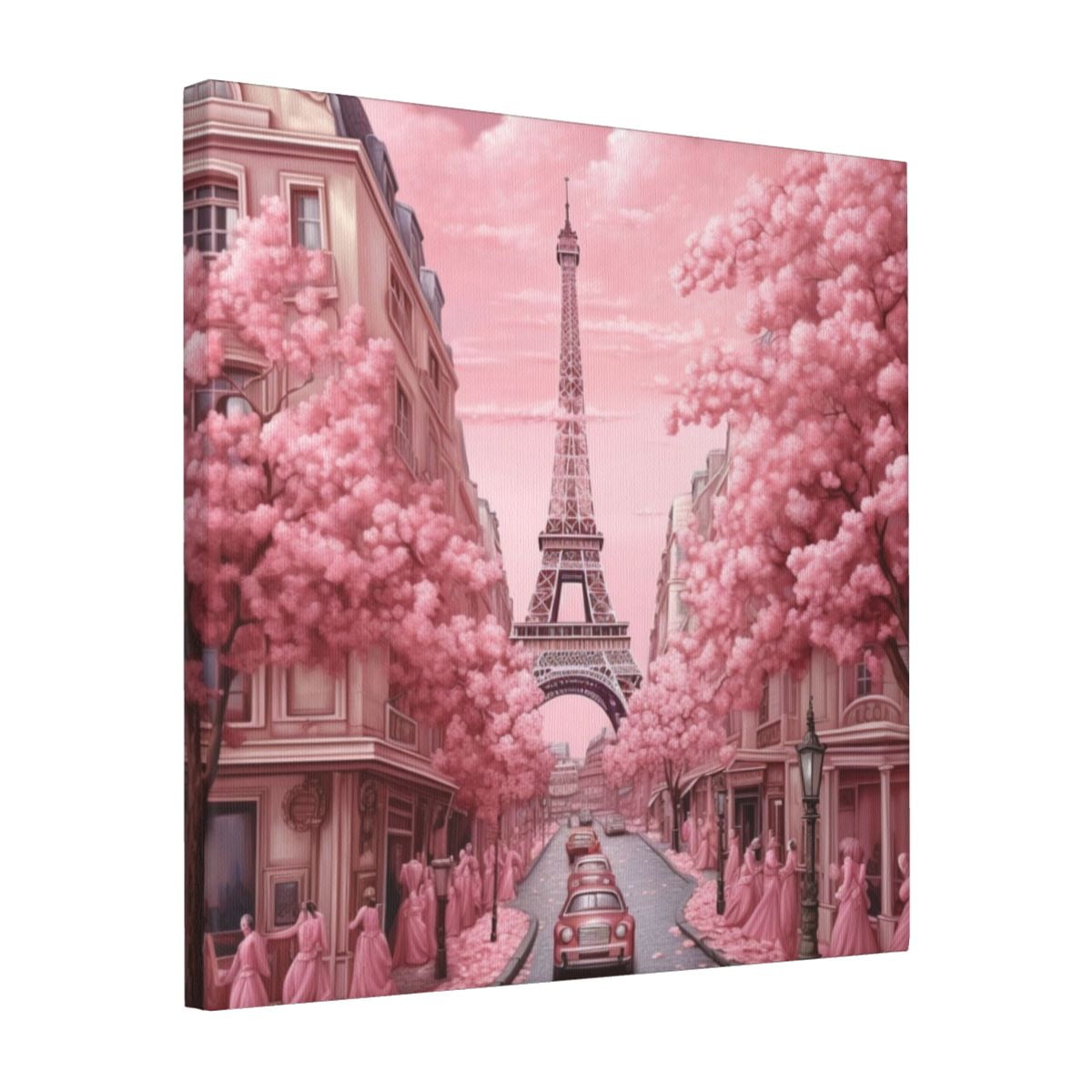 Canvas Wall Art Picture Pink Paris Theme London Big Ben Eiffel Tower ...