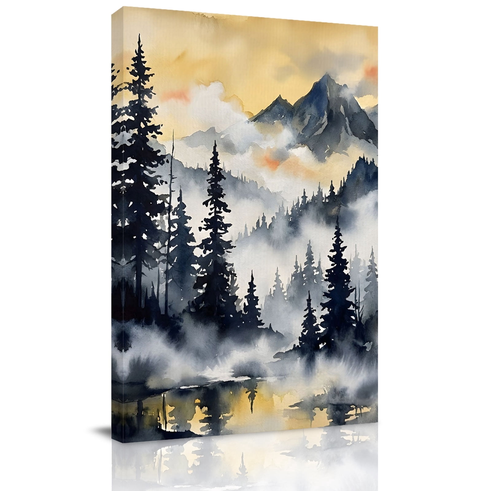 Canvas Wall Art Pine Forest Canvas Art Print Mist Mountains Nature ...