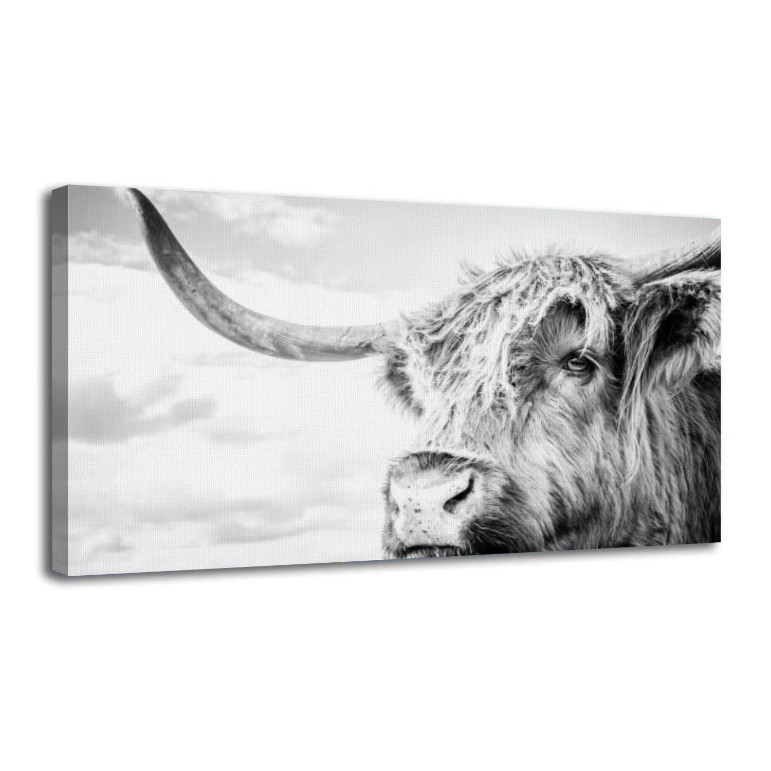 Canvas Wall Art Portrait Highland cow Wall Decor for Living Room ...