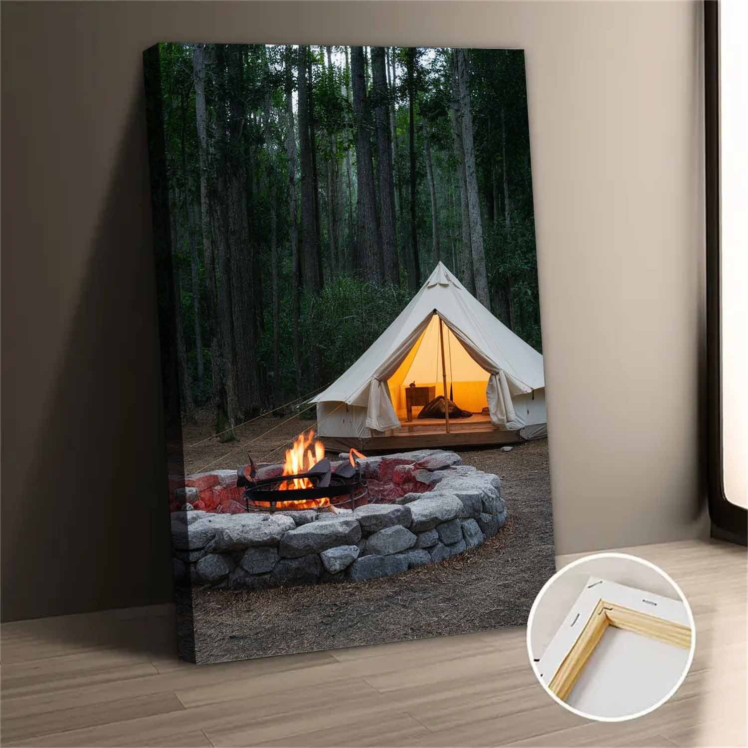 Canvas Wall Art Print, Camping In The Woods, Modern Aesthetic ...