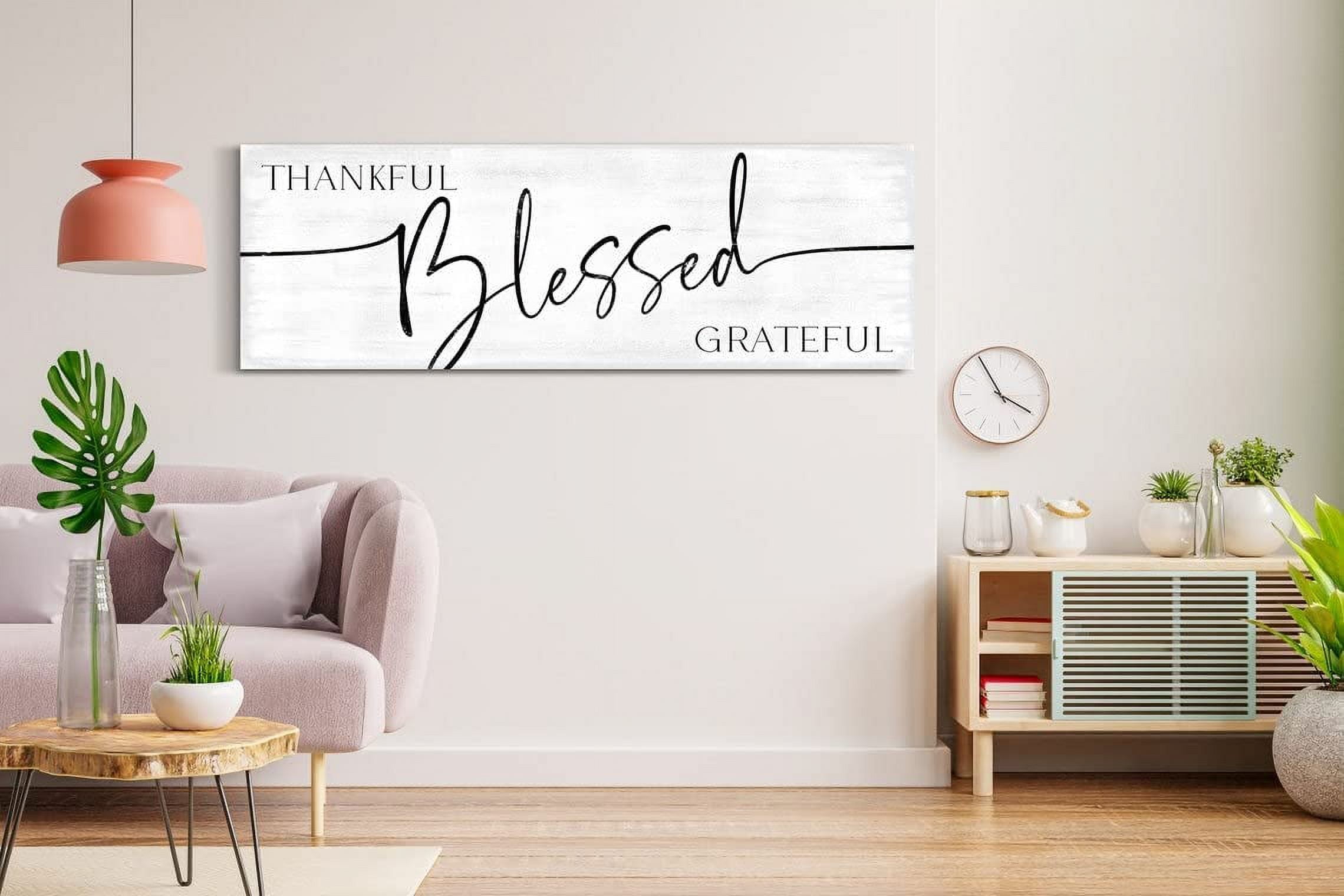 Canvas Wall Art Print Thankful Grateful And Blessed Sign Poster ...