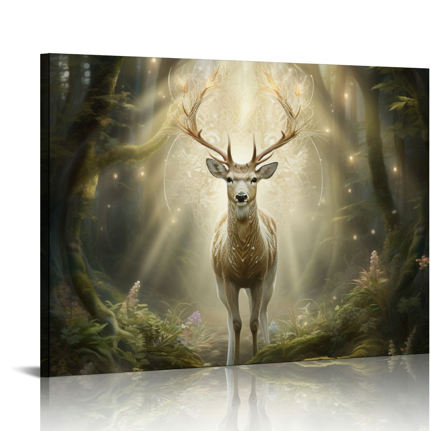 Canvas Wall Art Prints Deer Walking in the Forest Picture Winter Scene ...