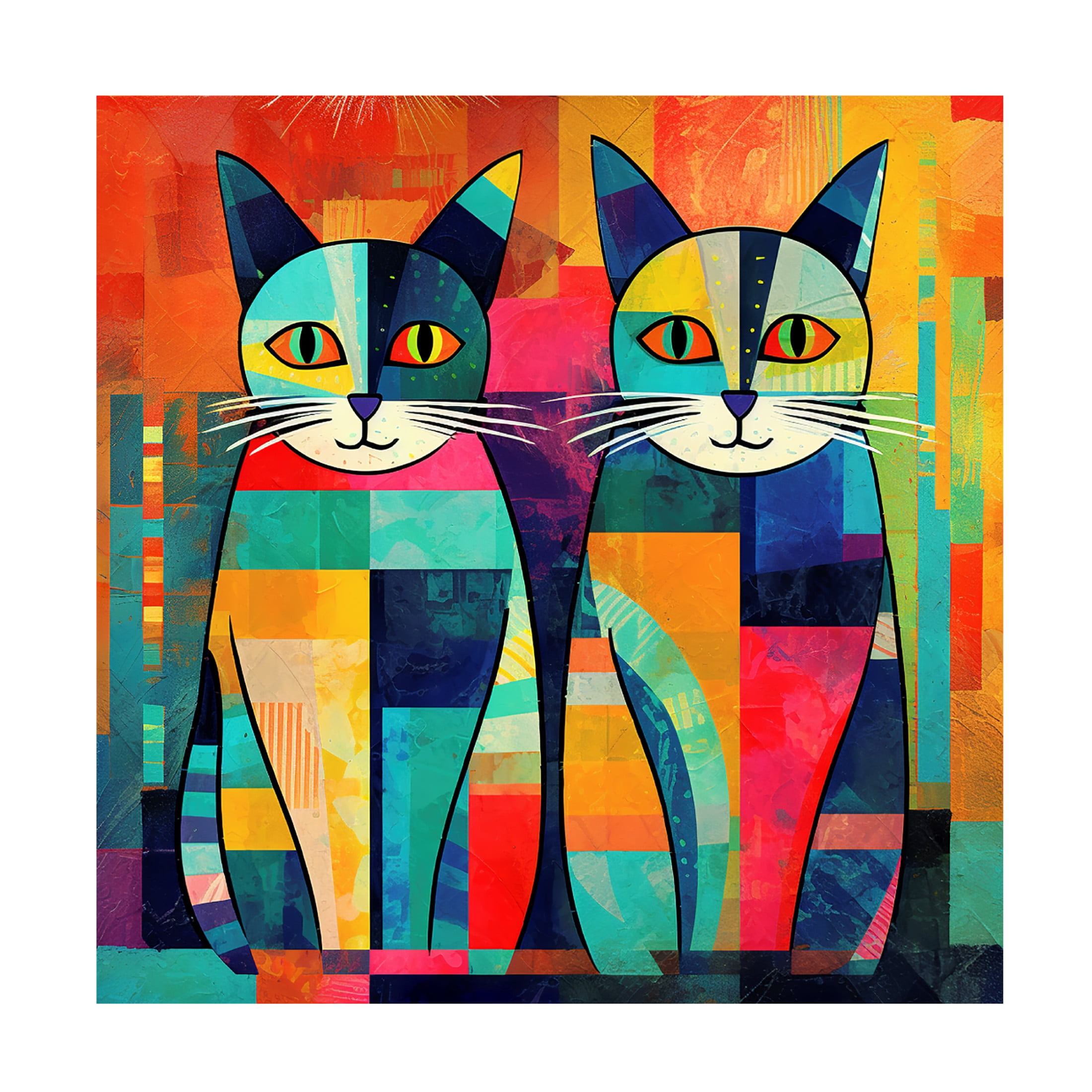 Canvas Wall Art - Ray Heere 'Colorful Cat 5' Wall Art for Living Room ...