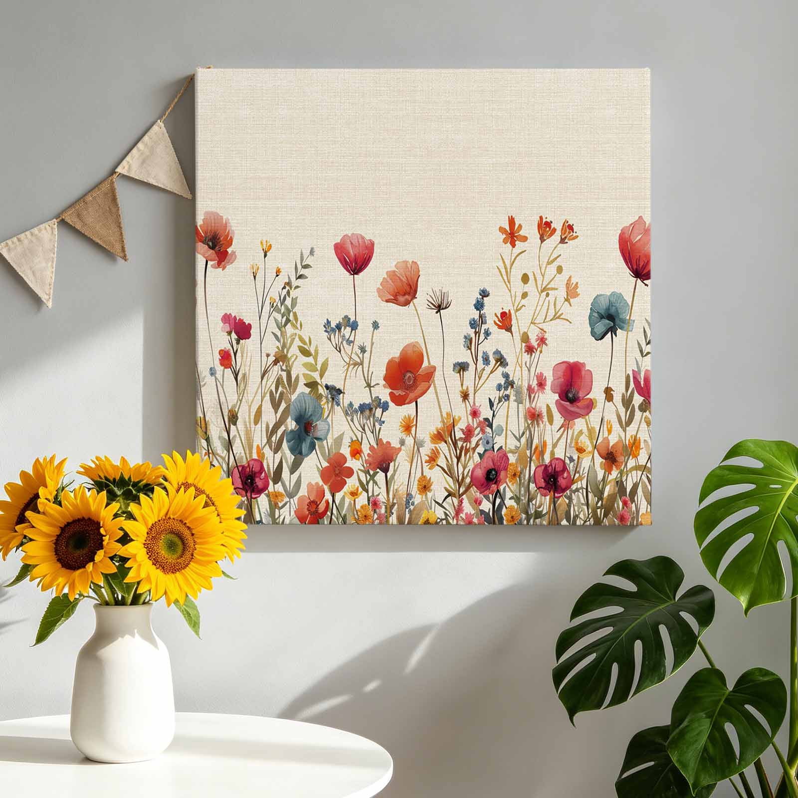 Canvas Wall Art Red Flowers Canvas Art Print Plants Watercolor Floral ...