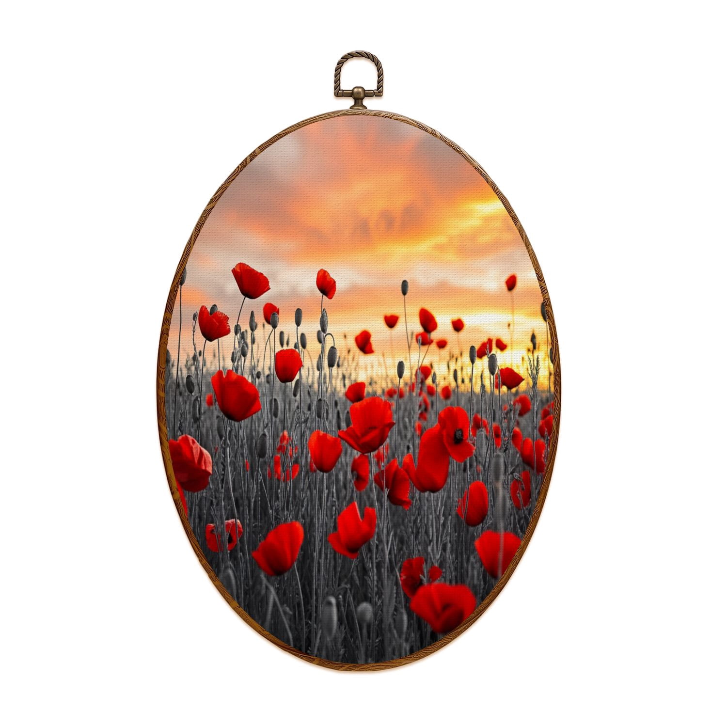 Canvas Wall Art Red Flowers Field Dramatic Sunset Sky Color Happy ...