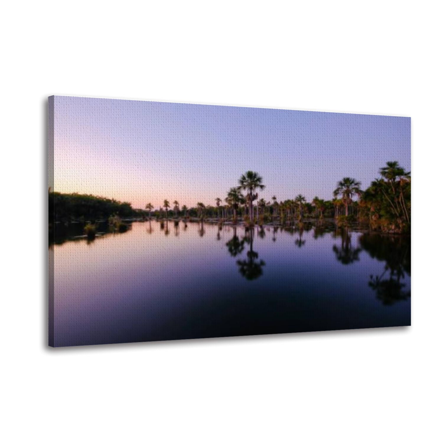 Canvas Wall Art Reflection palm trees lagoon Lagoa das Araras sunrise ...