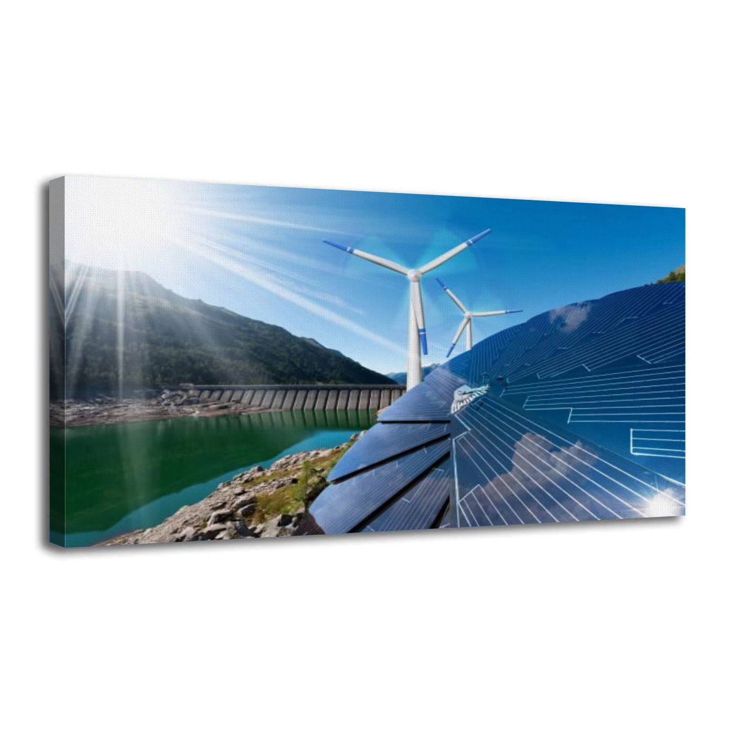 Canvas Wall Art Renewable Energy Sunlight Wind Rain Wall Decor for ...