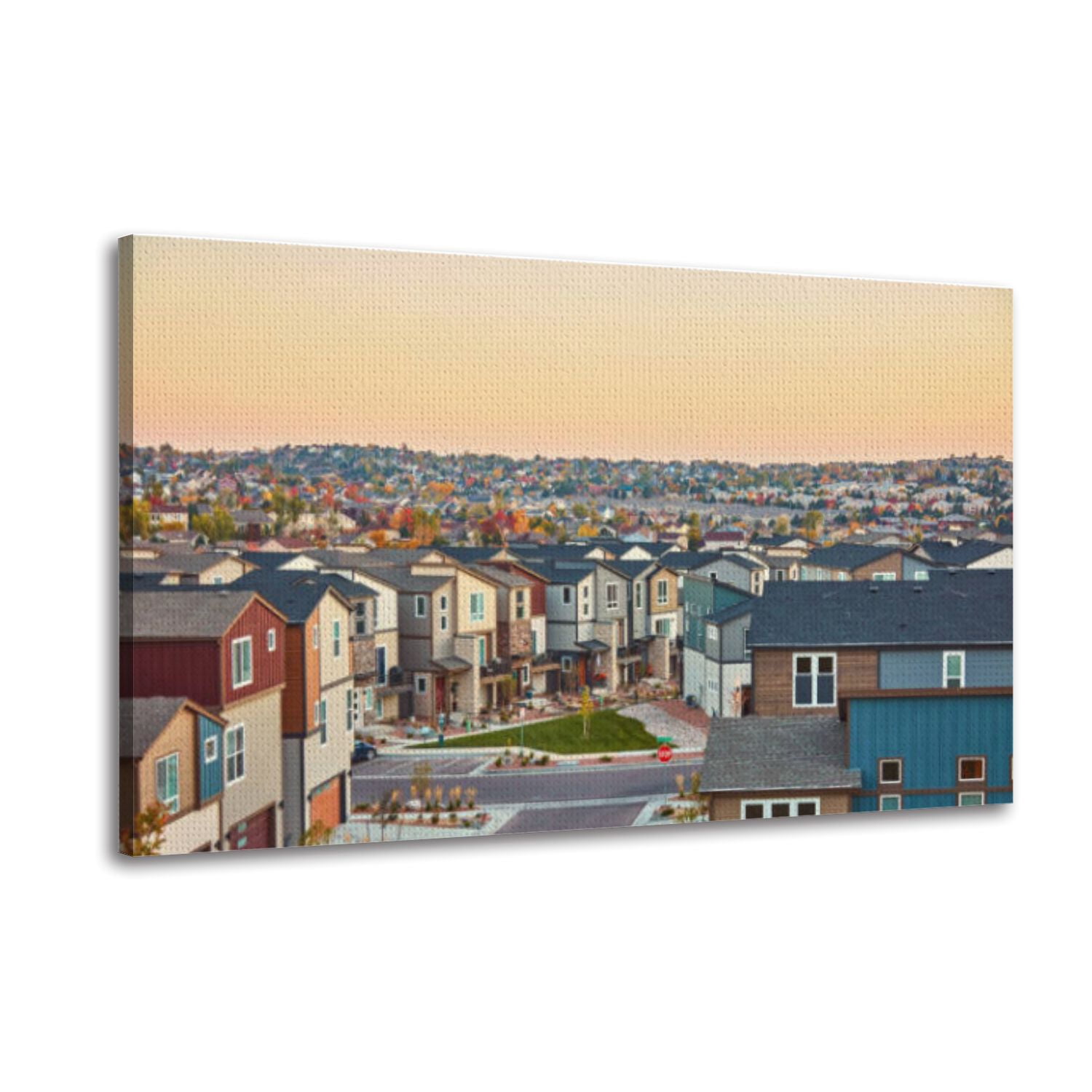 Canvas Wall Art Residential Community Western Modern Homes Sunrise Wall ...