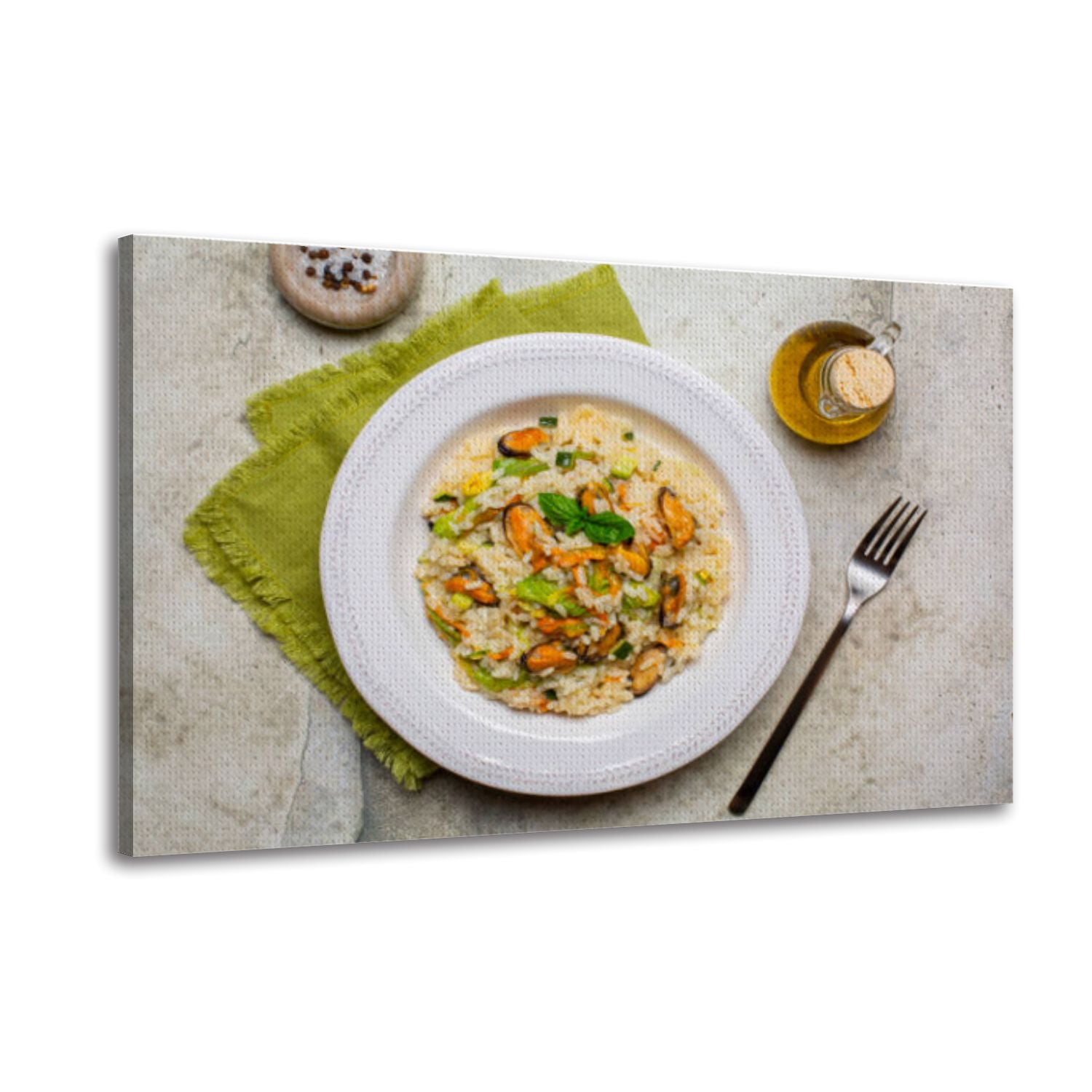 Canvas Wall Art Risotto mussels zucchini white wine zucchini blossoms ...