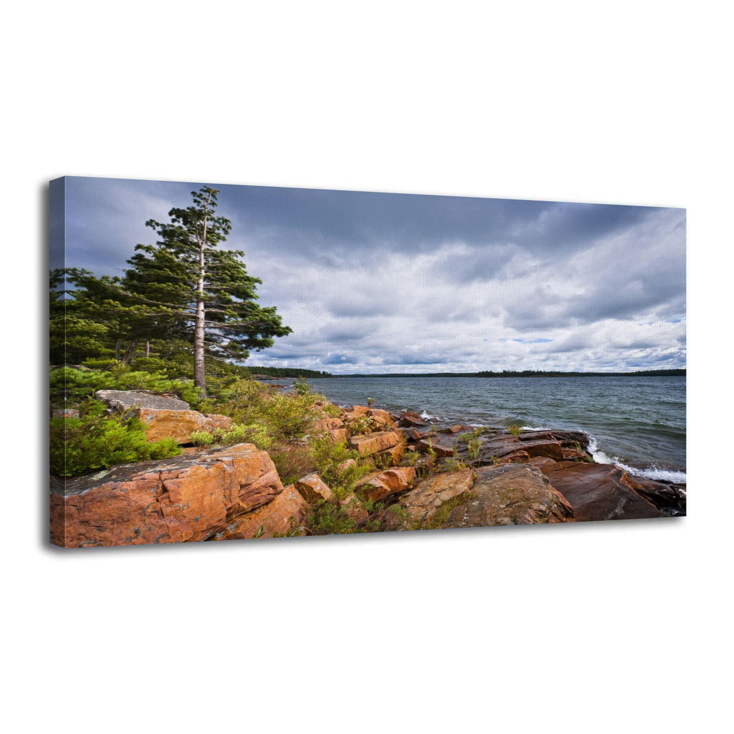 Canvas Wall Art Rocky lake shore Georgian Bay Killbear provincial park Wall Decor for Living ...