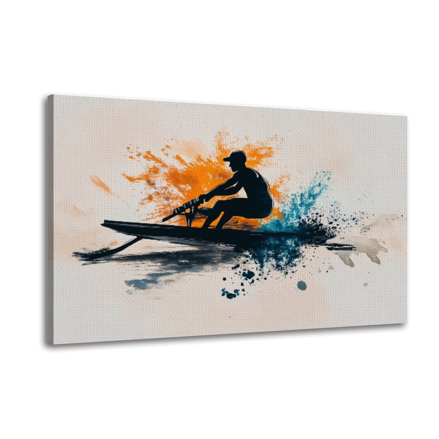 Canvas Wall Art Rowing Silhouette Art Watercolor Abstract Colorful ...