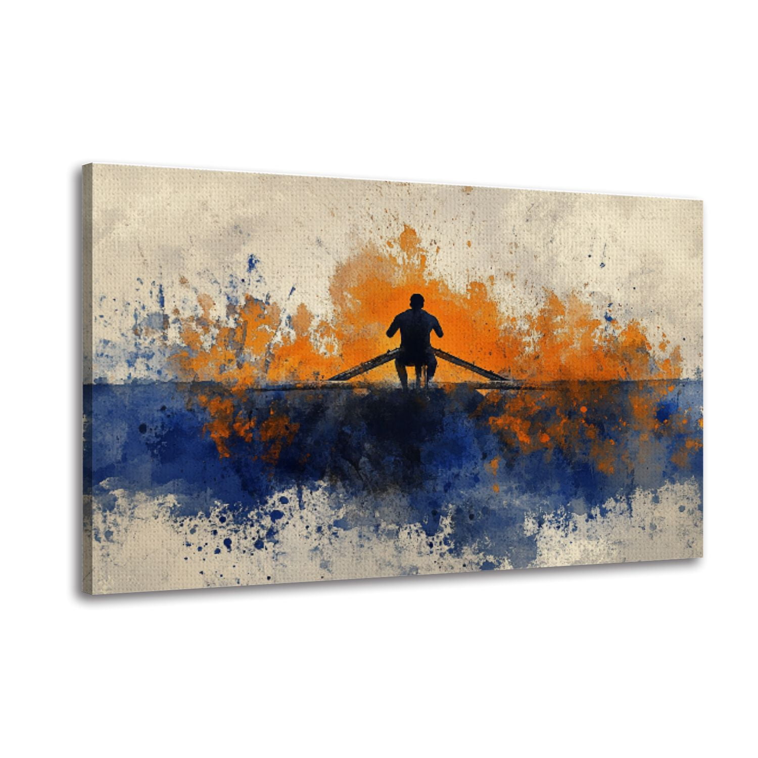 Canvas Wall Art Rowing Silhouette Art Watercolor Abstract Colorful Boat ...