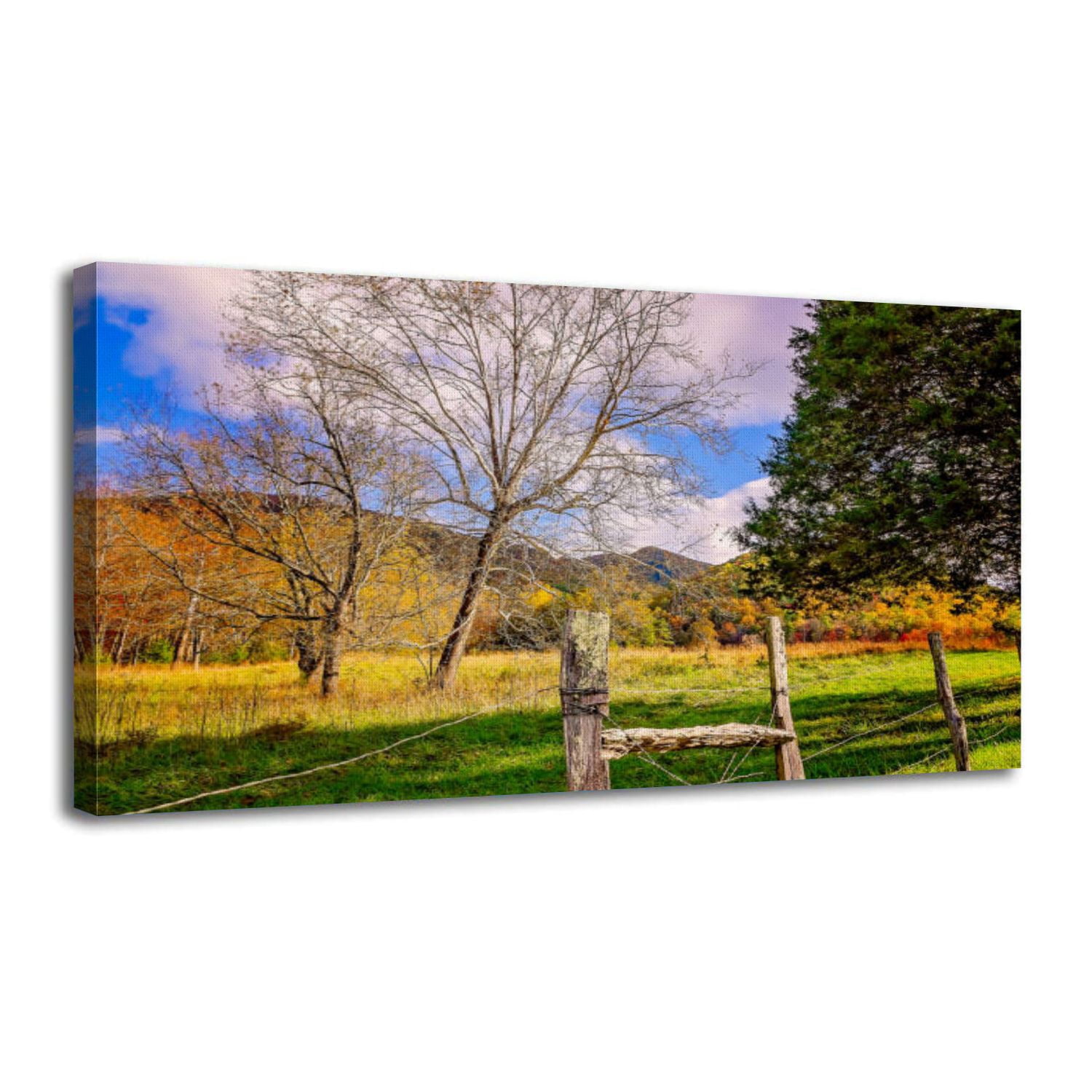 Canvas Wall Art Rugged fence Cades Cove Great Smoky Mountains National ...