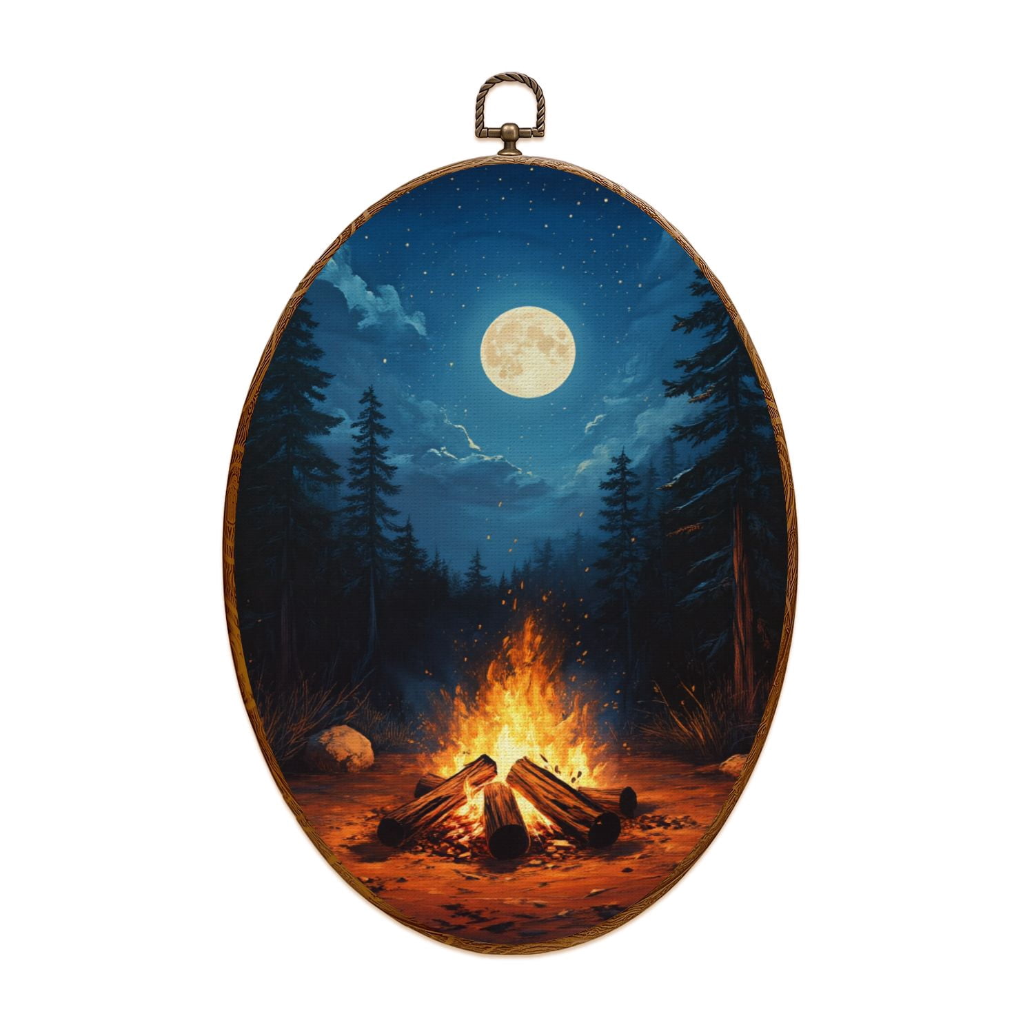 Canvas Wall Art Rustic Forest Campfire Camping Vintage Dark Mountain ...
