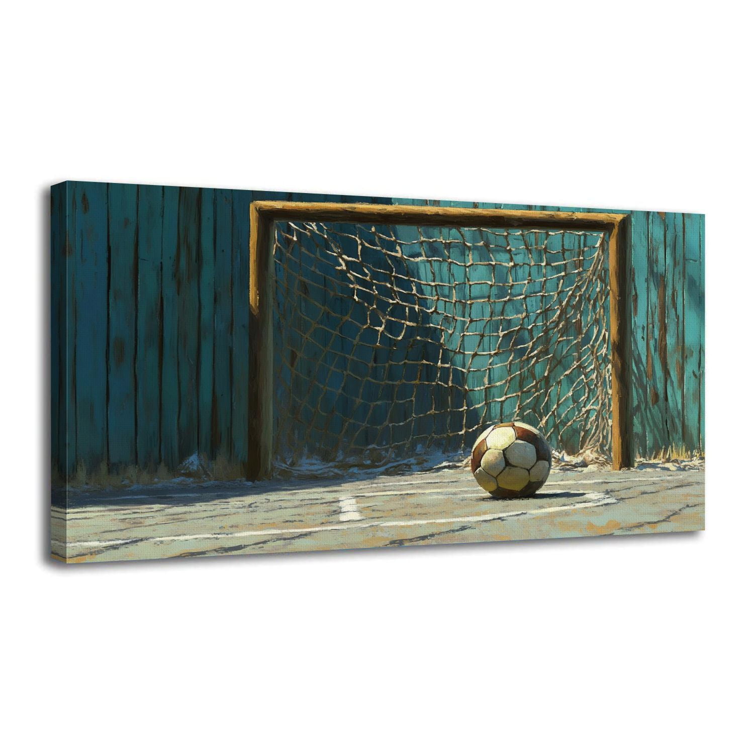 Canvas Wall Art Rustic Soccer Football Baseball Basketball Vintage Wood ...