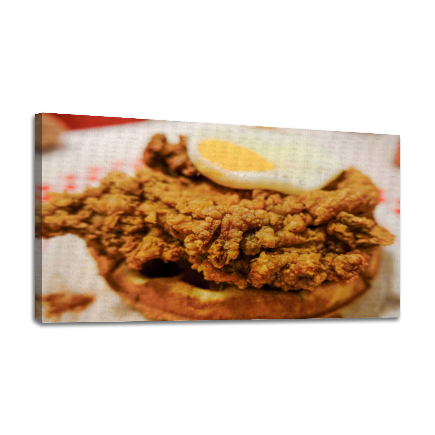 Canvas Wall Art Salty Buttery Waffle Crispy Fried Chicken Sunny Side Up ...