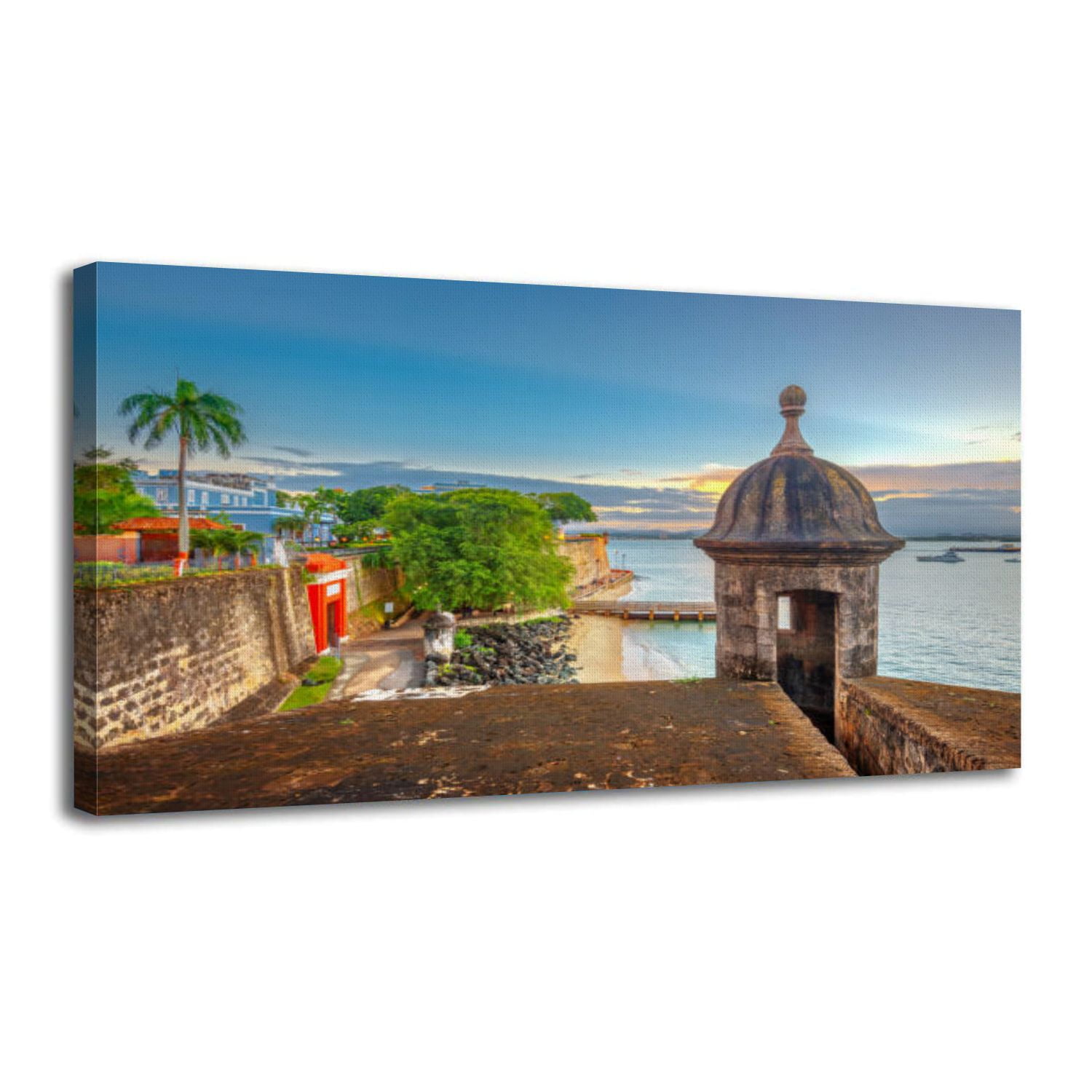 Canvas Wall Art San Juan Puerto Rico Caribbean Coast Along Paseo de la ...