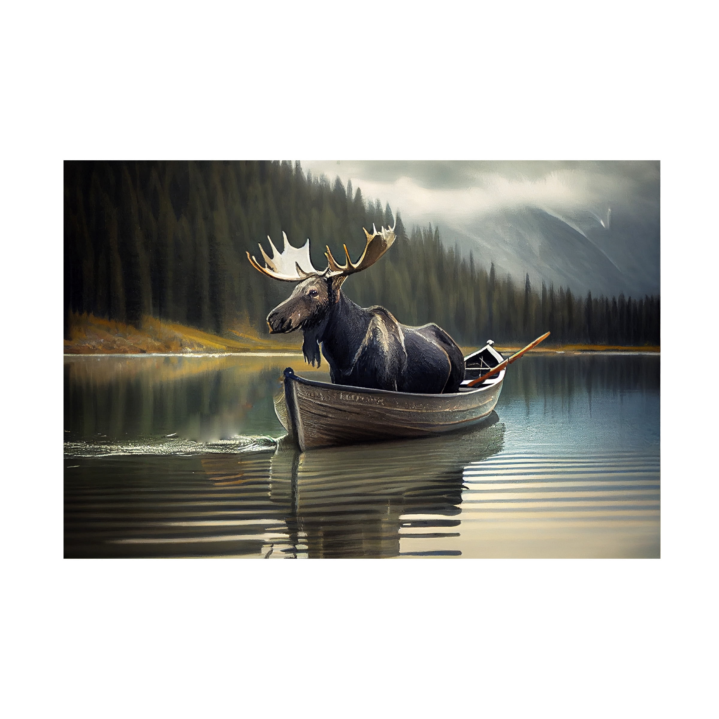 Canvas Wall Art - Sasha 'Moose Canoe' Wall Art for Living Room, Bedroom ...