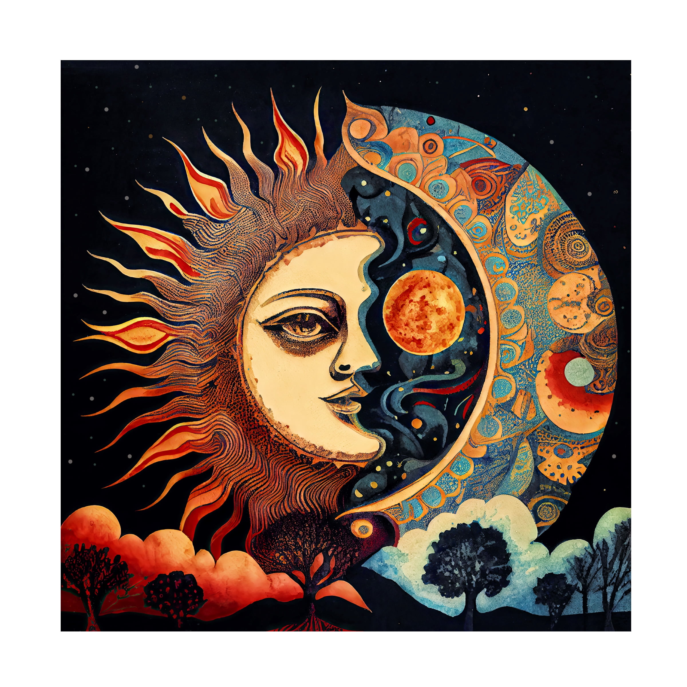 Canvas Wall Art - Sasha 'The Moon Says to the Sun II' Wall Art for ...