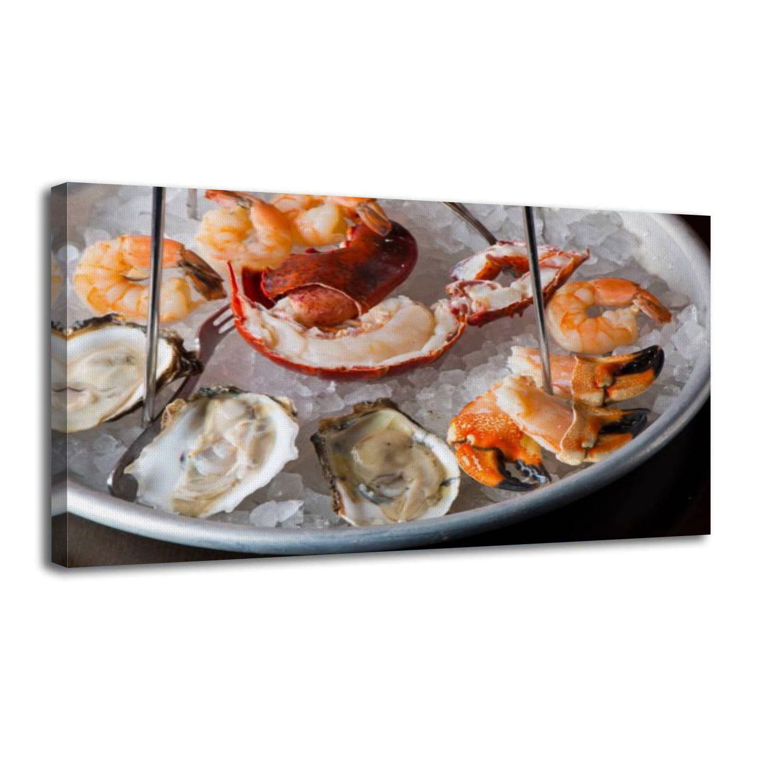 Canvas Wall Art Seafood tower Oysters shrimp lobster crab legs caviar ...