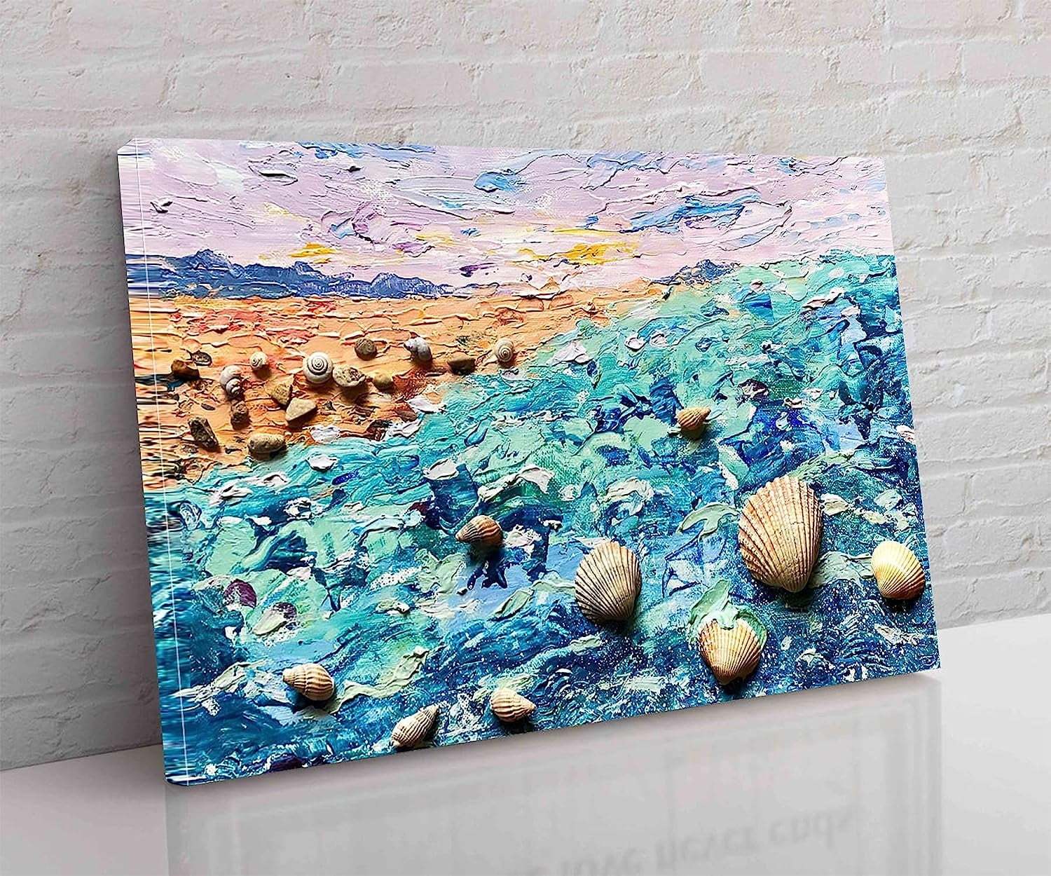 Canvas Wall Art Seascape Painting,Seashells Wall Art,Abstract Sea ...