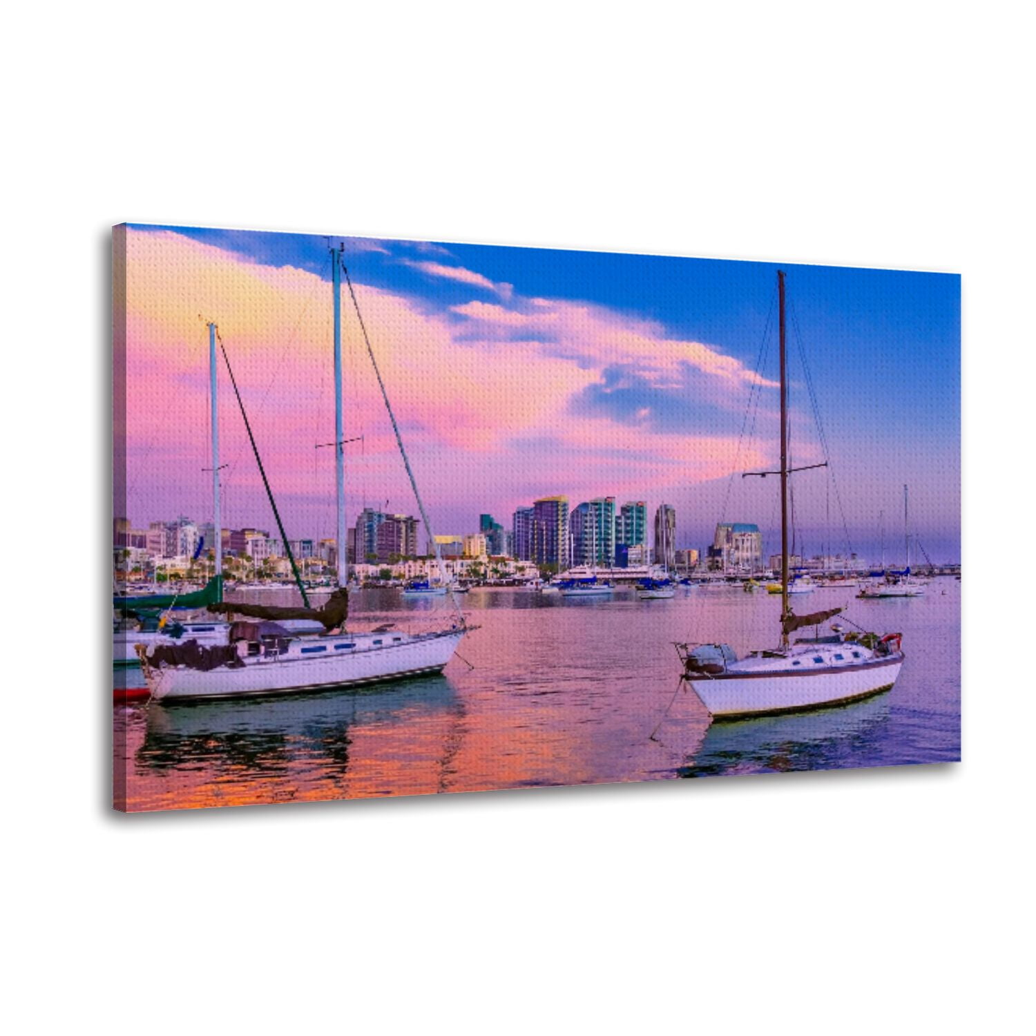 Canvas Wall Art Skyscrapers San Diego Skyline harbor sailboat CA P Wall ...