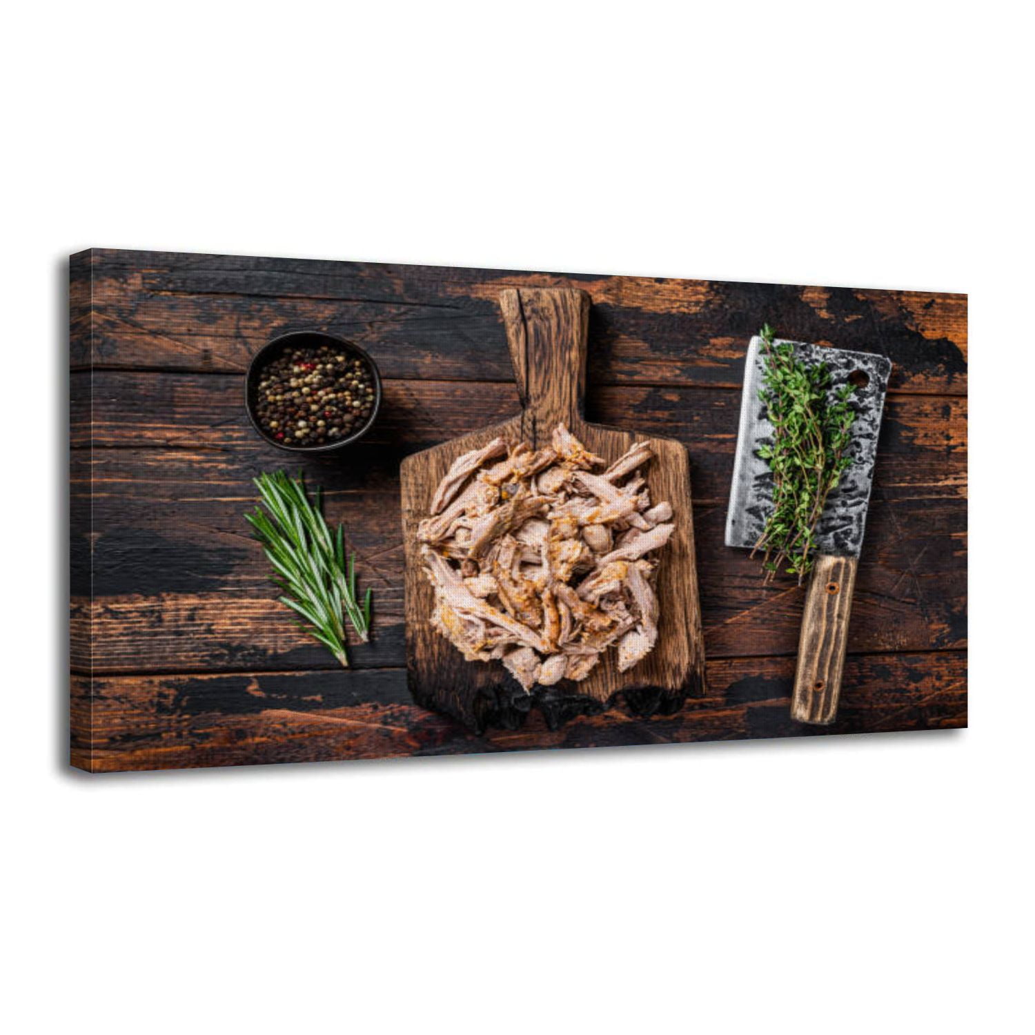 Canvas Wall Art Slow cooked puilled pork meat wooden board butcher ...