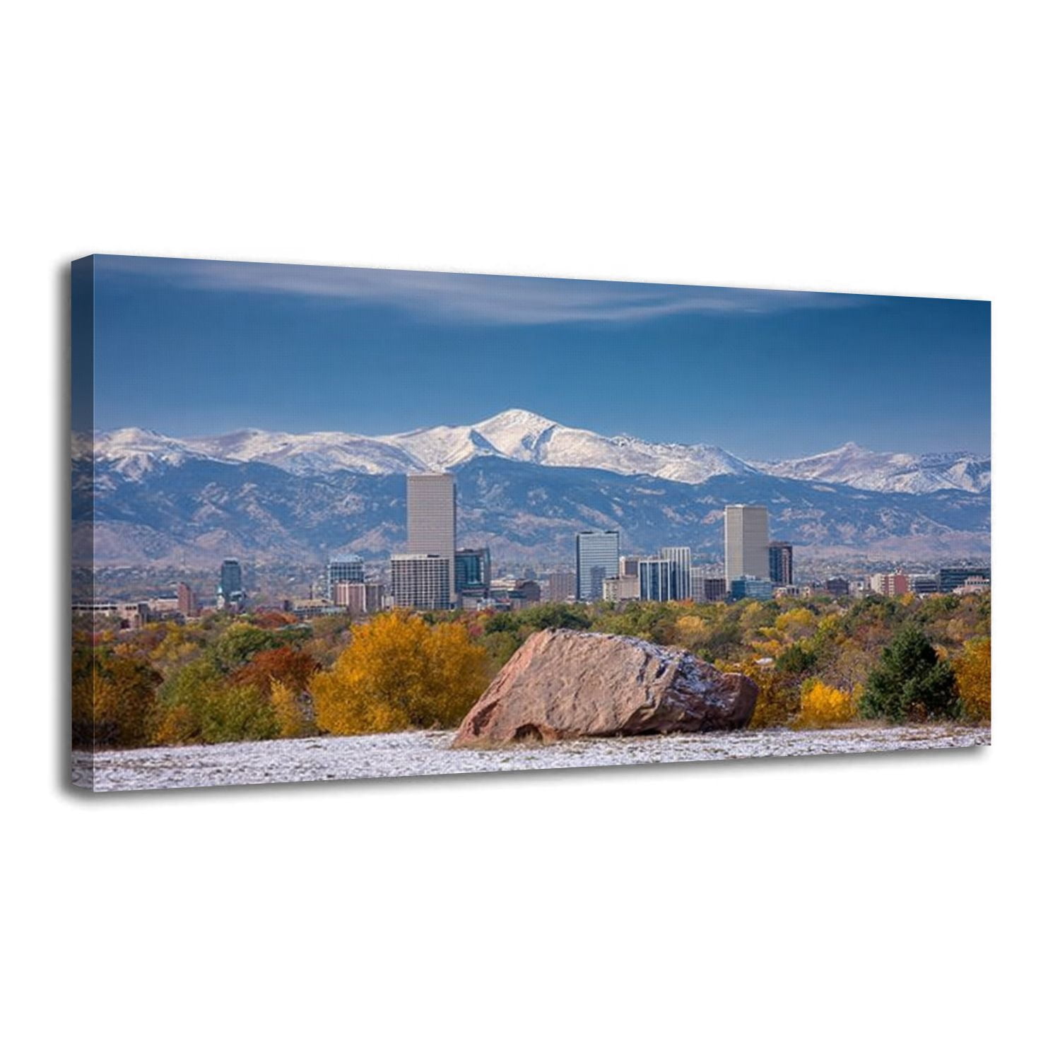 Canvas Wall Art Snowy Longs Peak Downtown Denver Colorado skyscrapers ...