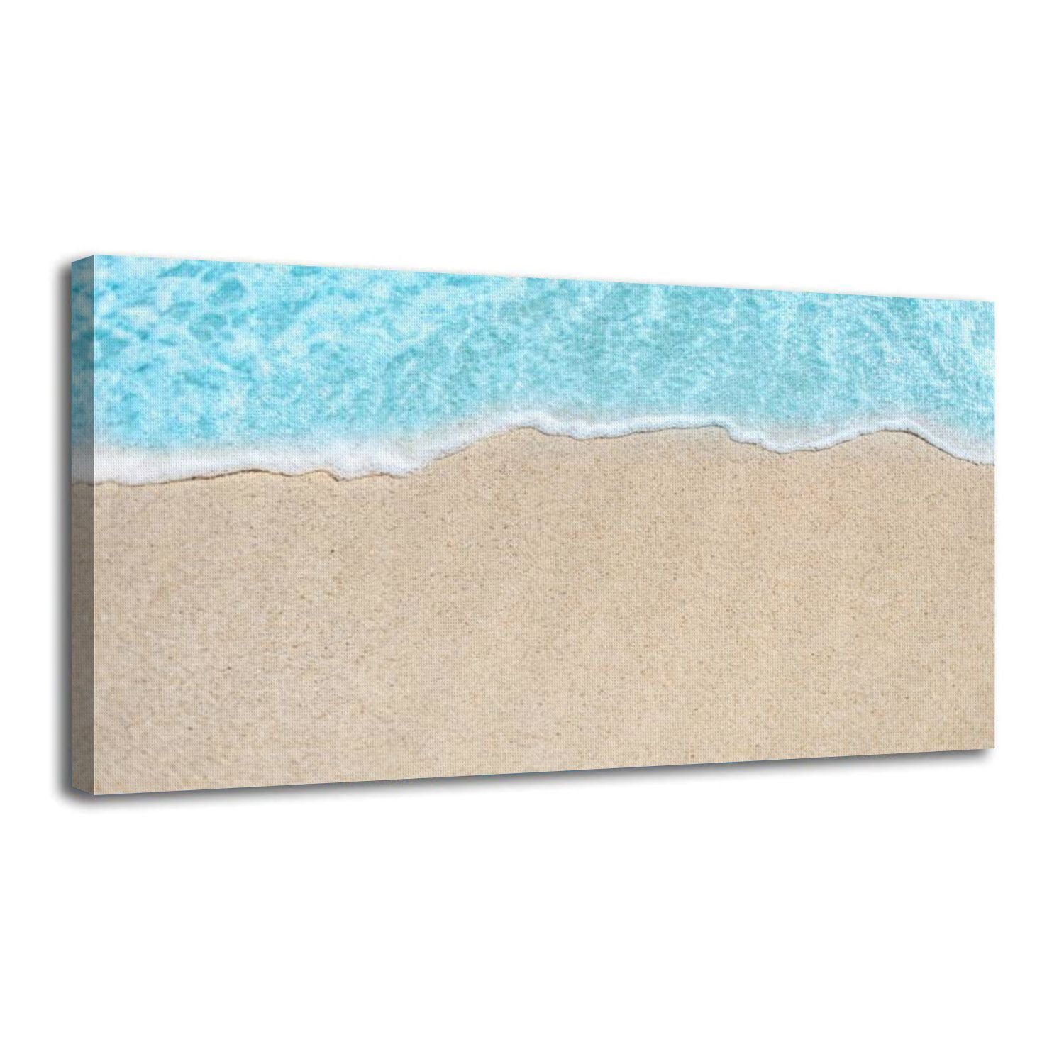 Canvas Wall Art Soft wave blue ocean sandy beach Ocean wave close up ...