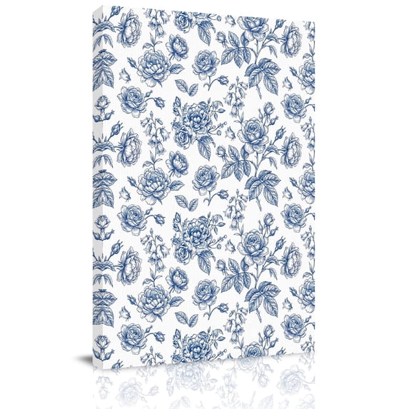 Canvas Wall Art Spring Blue Rose Canvas Art Print Country Vintage ...
