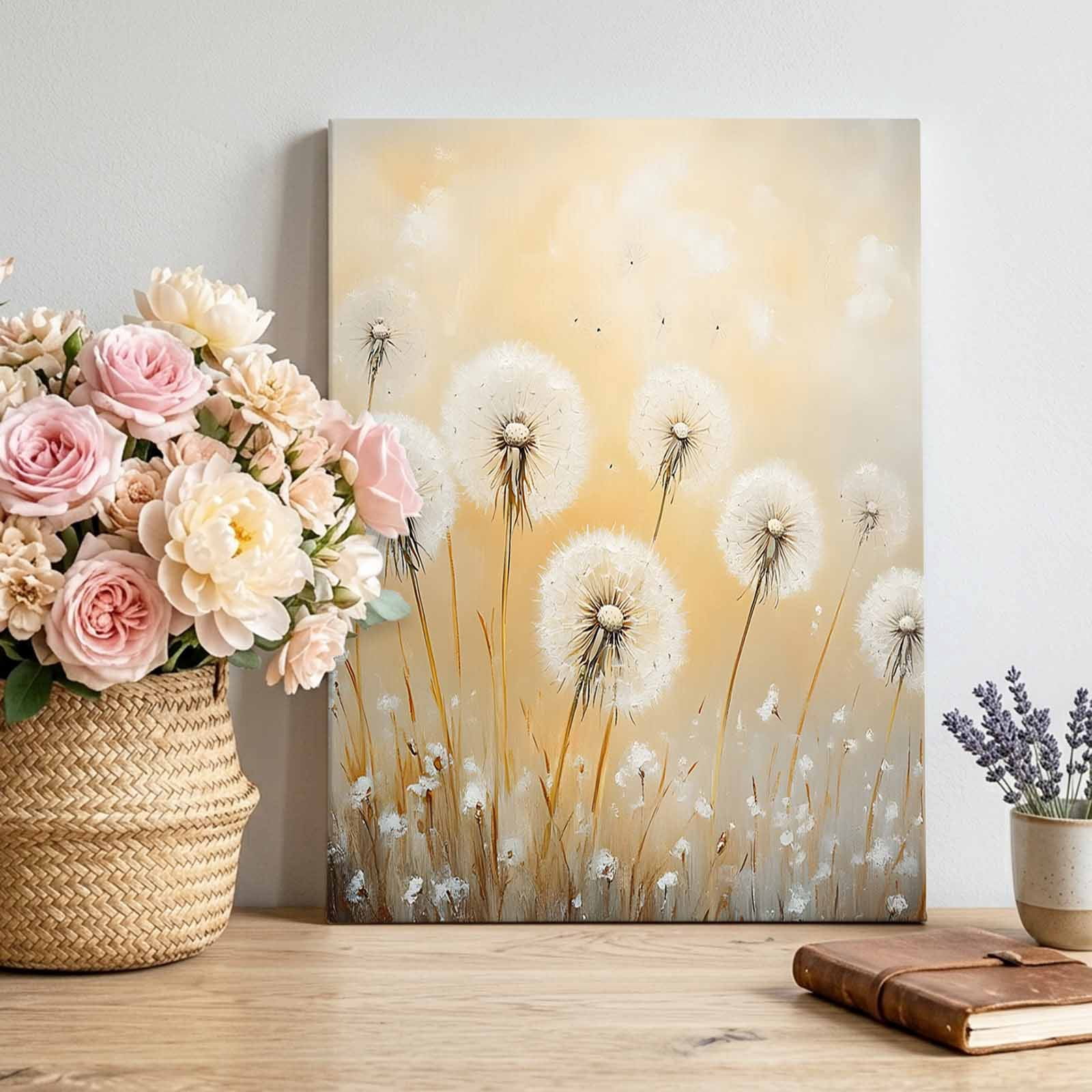 Canvas Wall Art Spring Dandelion Canvas Art Print Country Watercolor ...