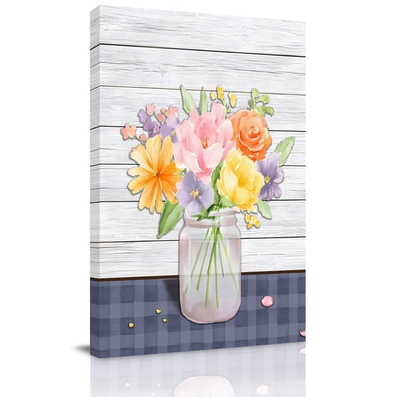 Canvas Wall Art Spring Flower Canvas Art Print Country Farmhouse Floral ...