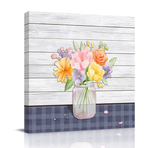 Canvas Wall Art Spring Flower Canvas Art Print Country Farmhouse Floral ...