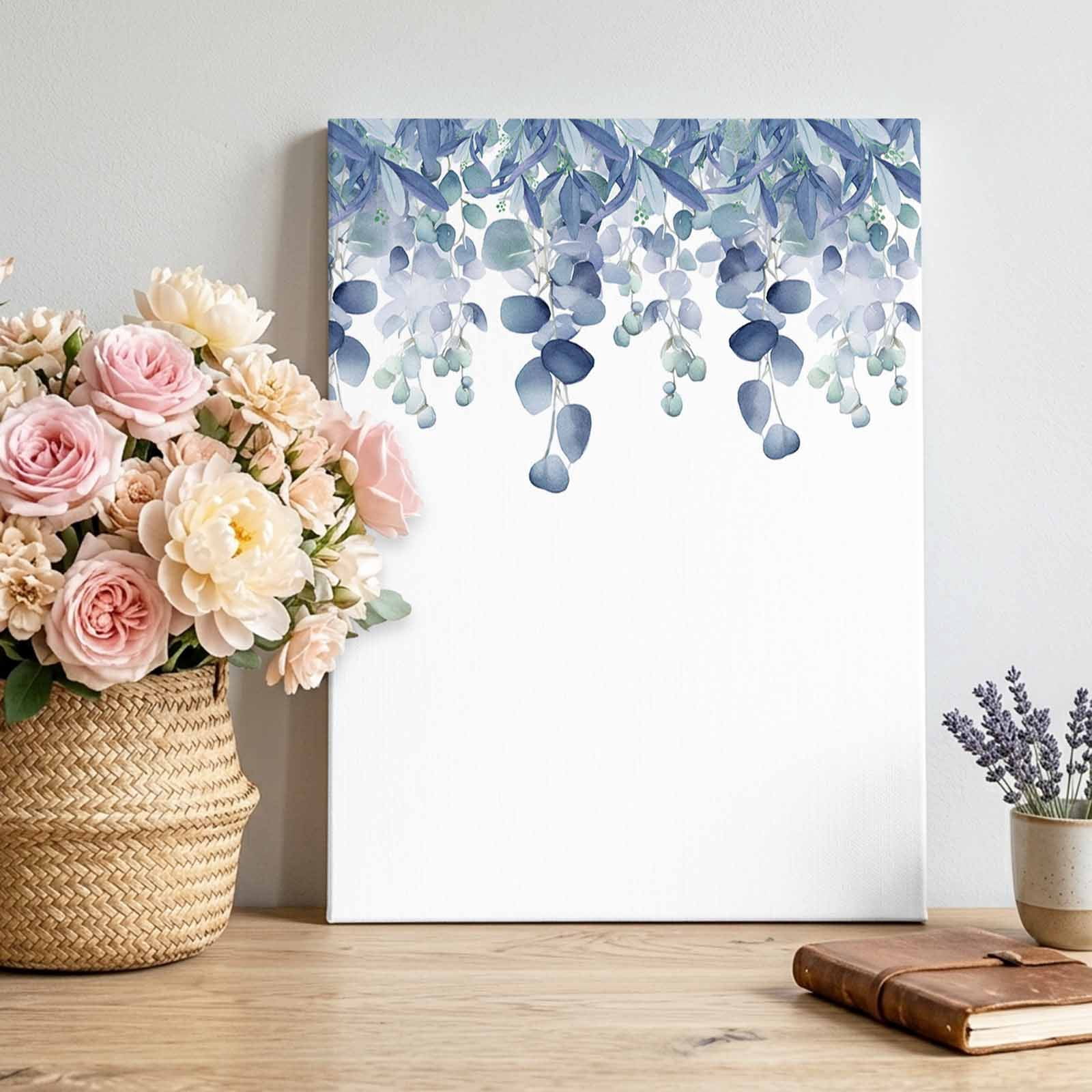 Canvas Wall Art Spring Summer Canvas Art Print Watercolor Blue ...