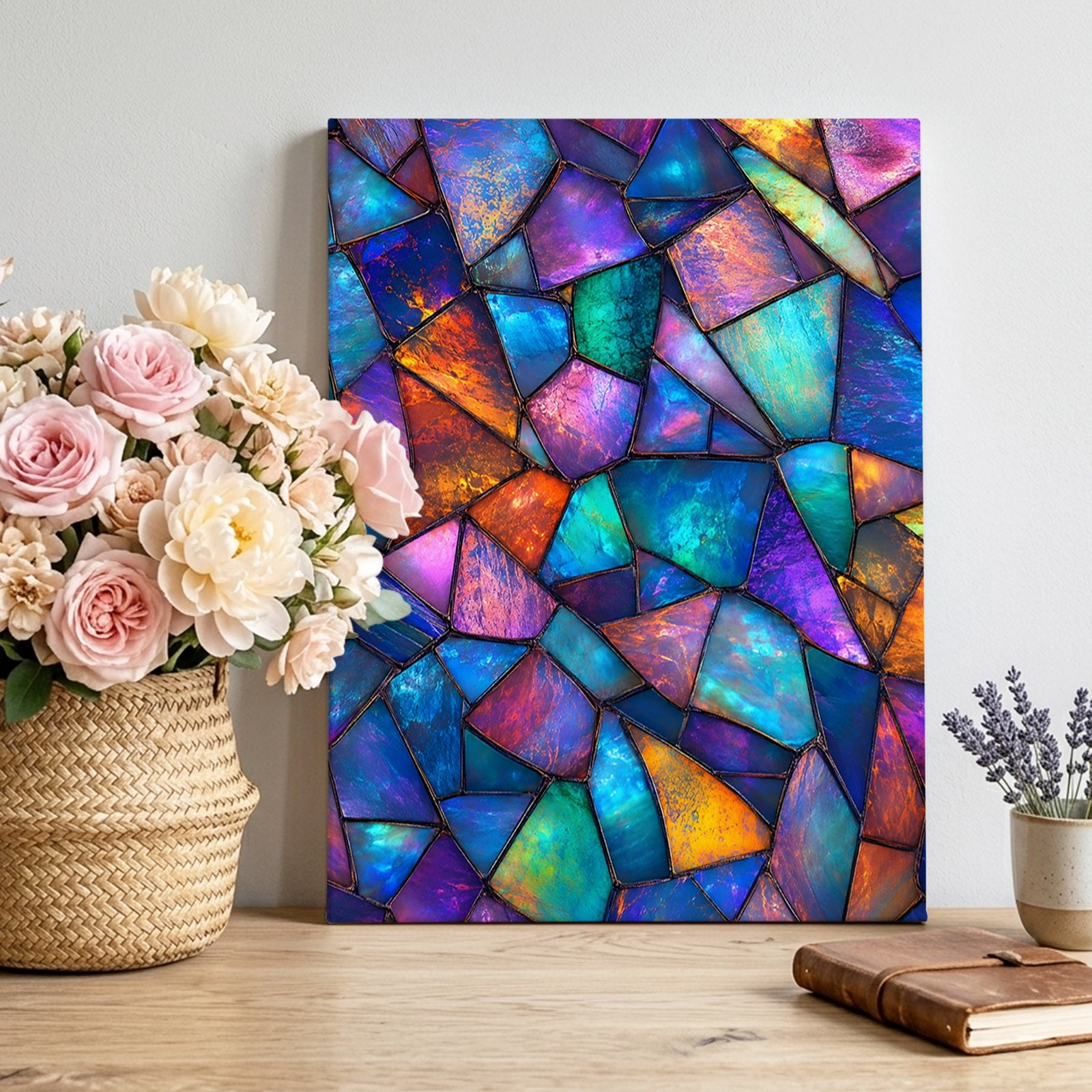 Canvas Wall Art Stained Glass Canvas Art Print Abstract Minimalist Blue ...