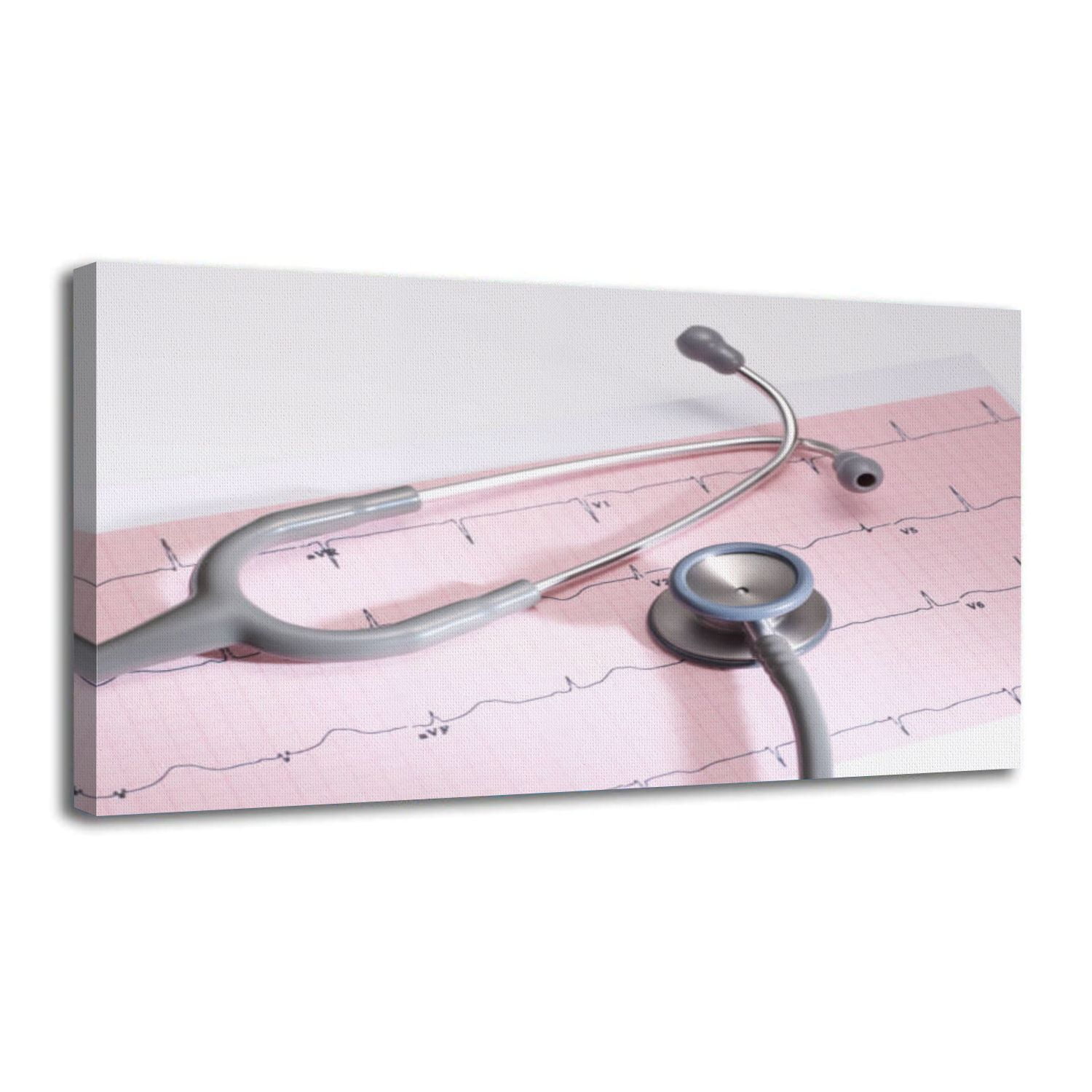 Canvas Wall Art Stethoscope Cardiogram Chart ECG Wall Decor for Living ...