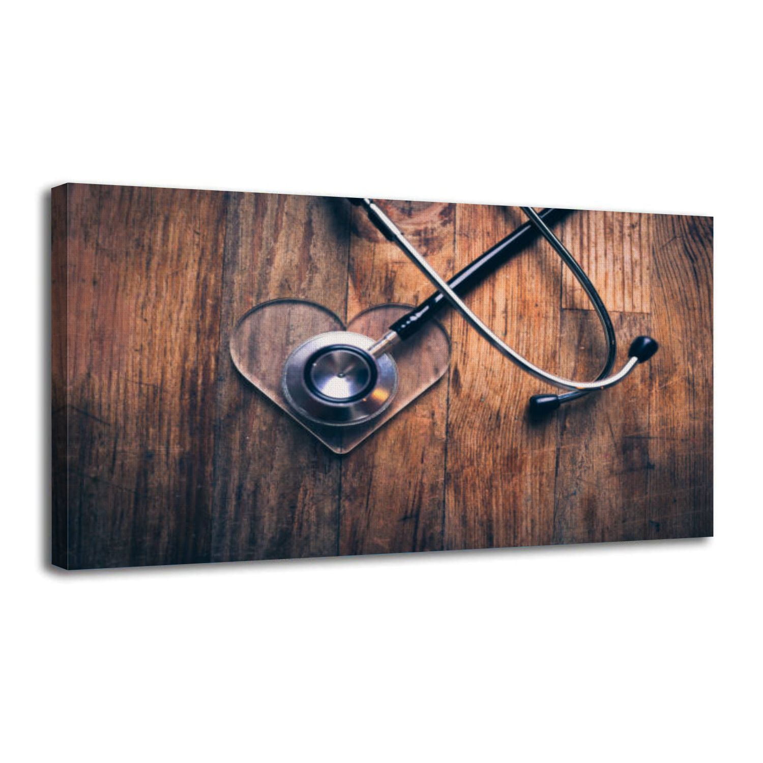 Canvas Wall Art Stethoscope heart shape Wall Decor for Living Room ...