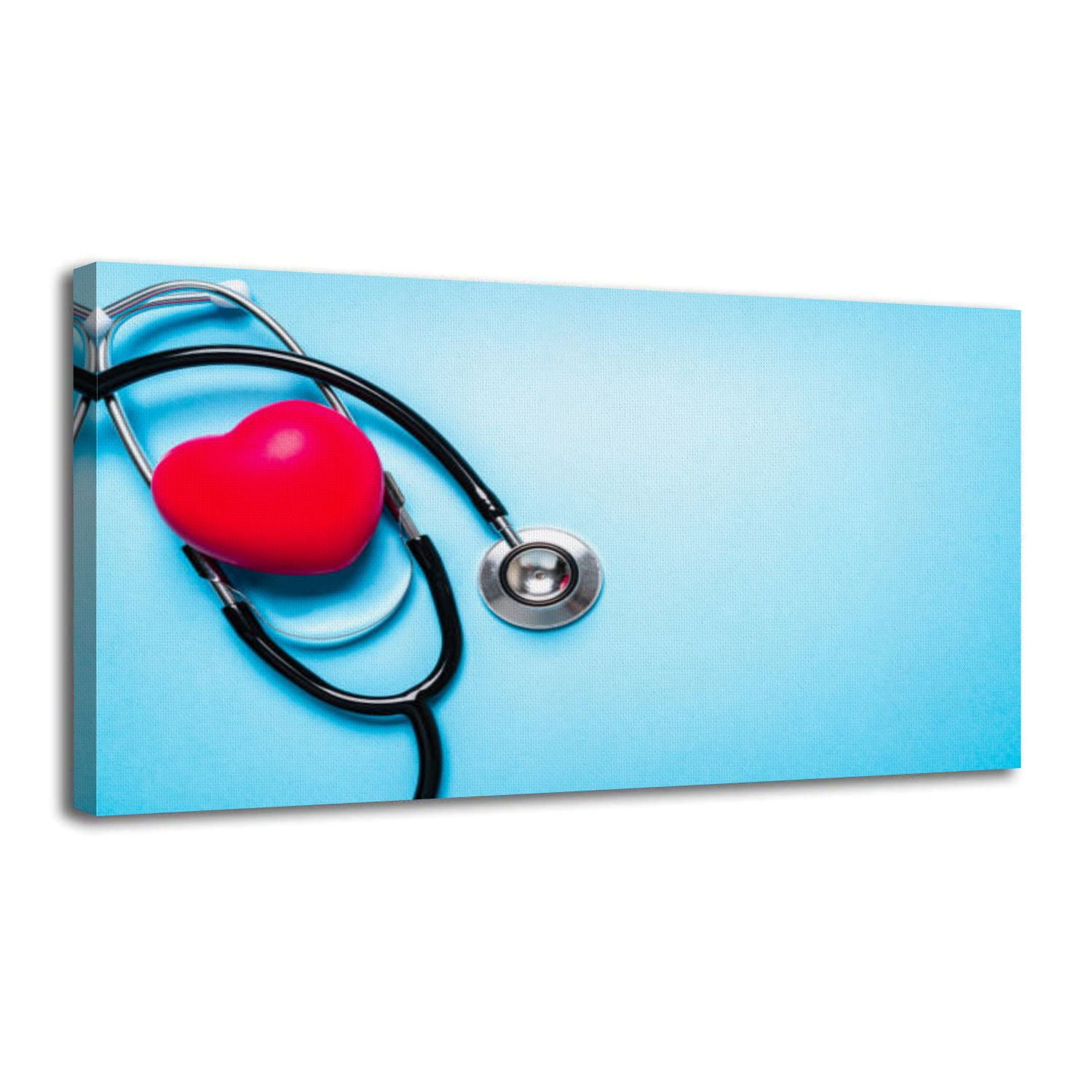 Canvas Wall Art Stethoscope red heart blue Wall Decor for Living Room ...