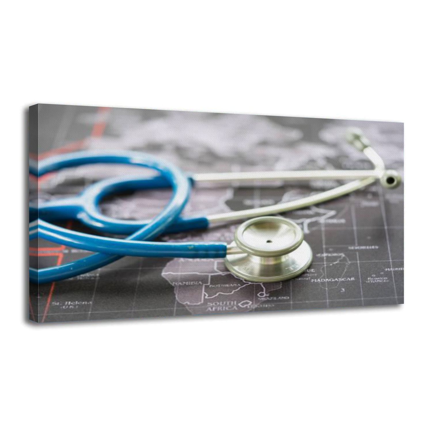 Canvas Wall Art Stethoscope world map health care photo Wall Decor for ...