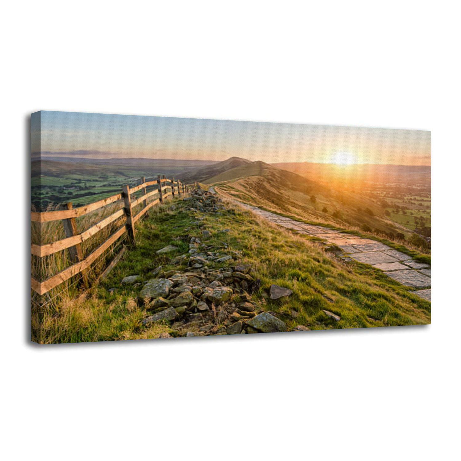Canvas Wall Art Stone Footpath Along Mountain Ridge Peak District Wall ...