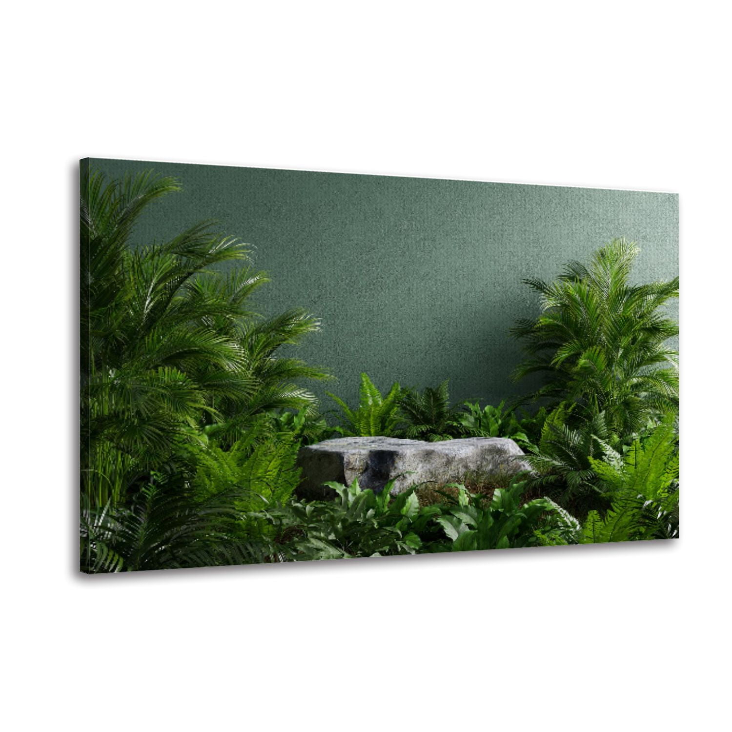 Canvas Wall Art Stone platform pedestal tropical forest for product ...
