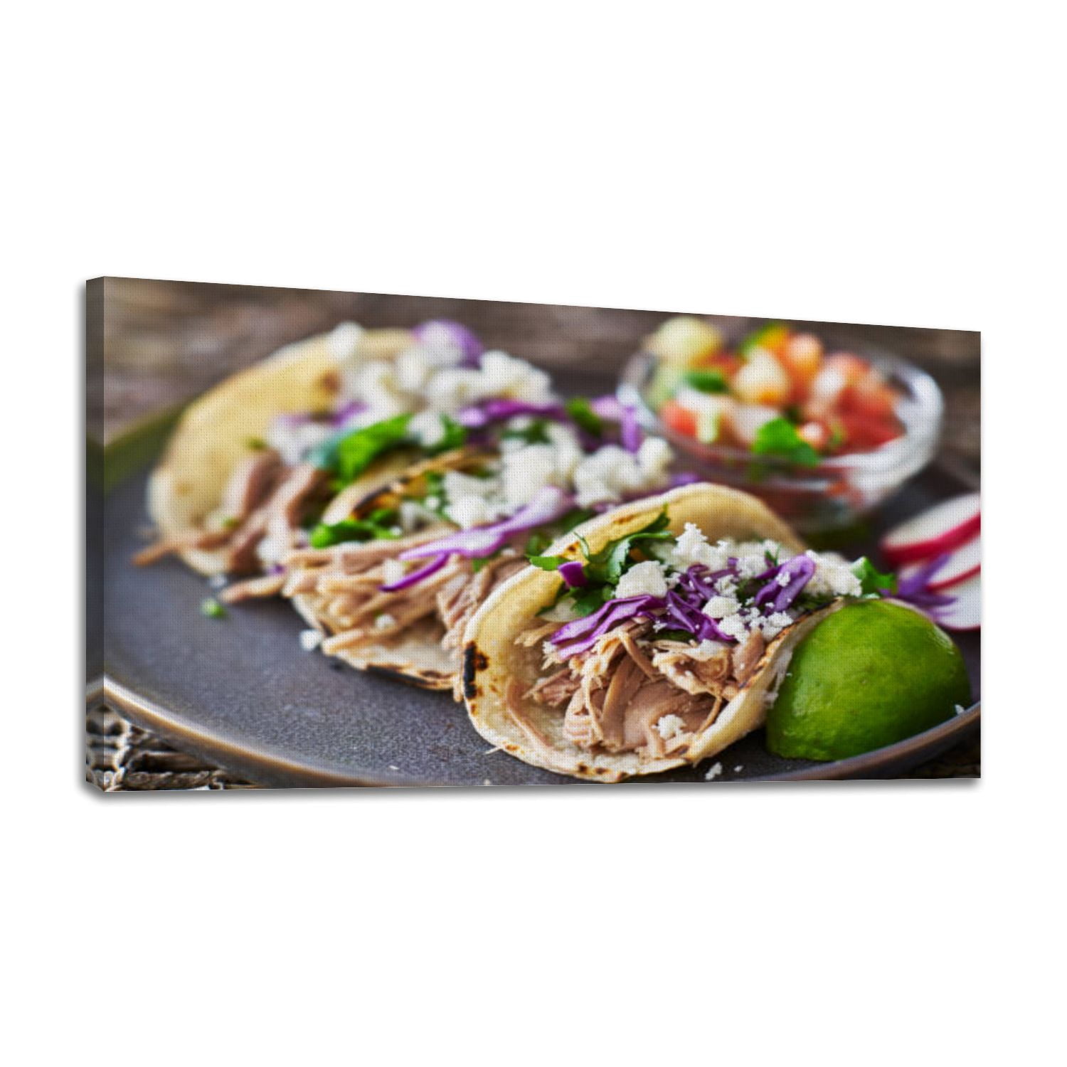 Canvas Wall Art Street tacos carnitas red cabbage queso fresco cheese ...